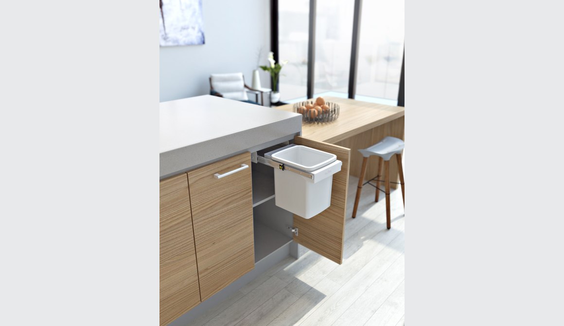 Compact Bin Storage - 1 x 15 Litre Bucket - Handle Pull Hideaway Bins ...