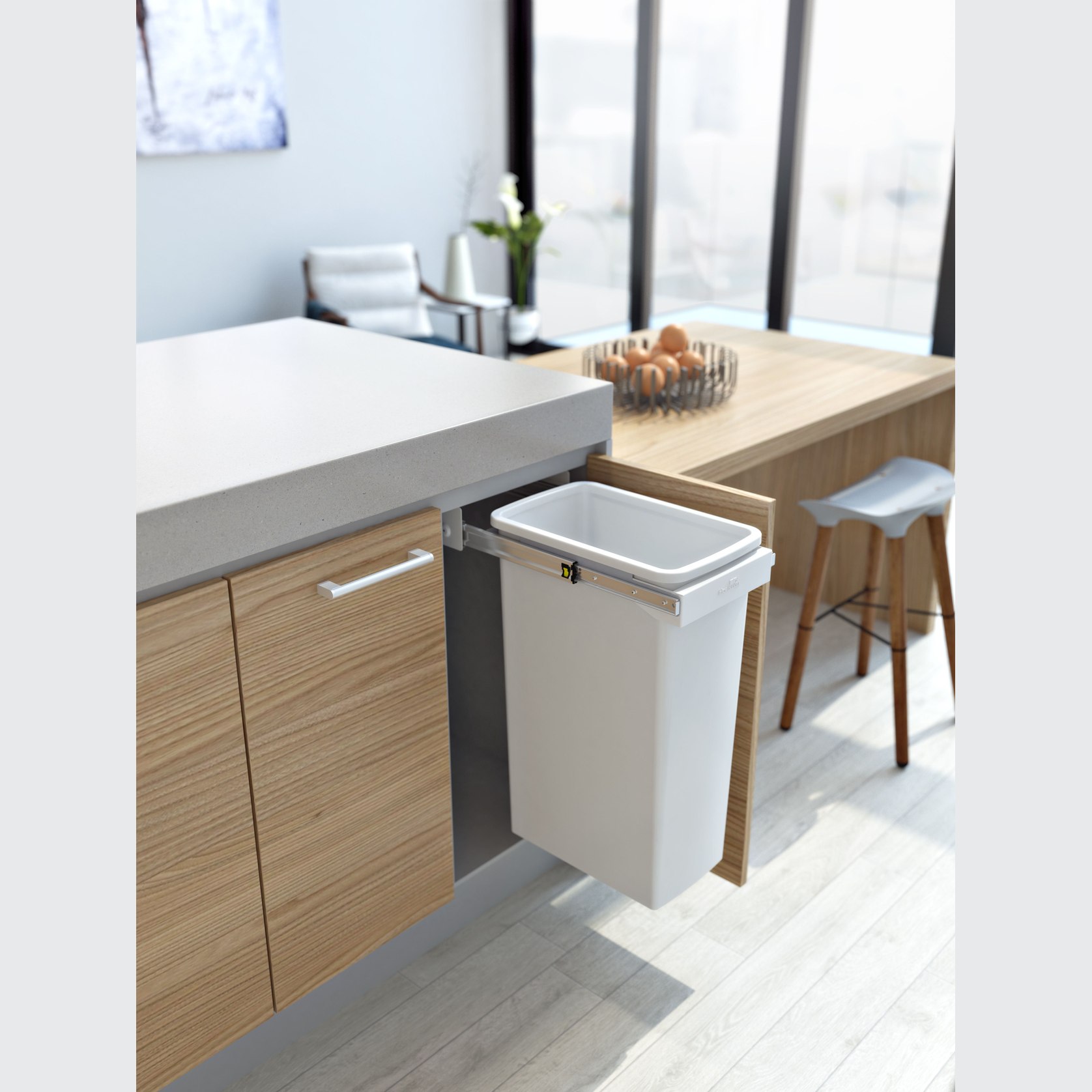 Compact Bin Storage - 1 x 40 Litre Bucket - Handle Pull | ArchiPro AU