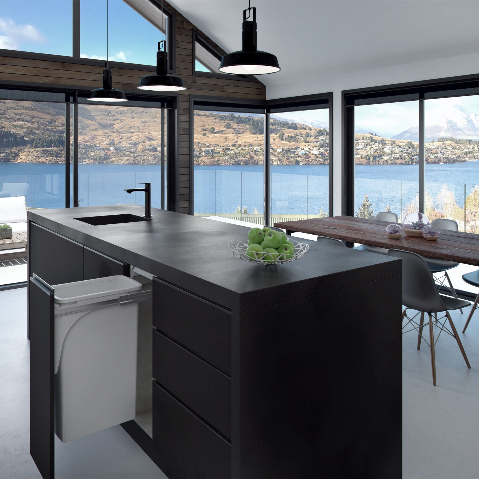 Soft Close Bin Storage - 1 x 40 litre buckets - Door Pull | ArchiPro AU