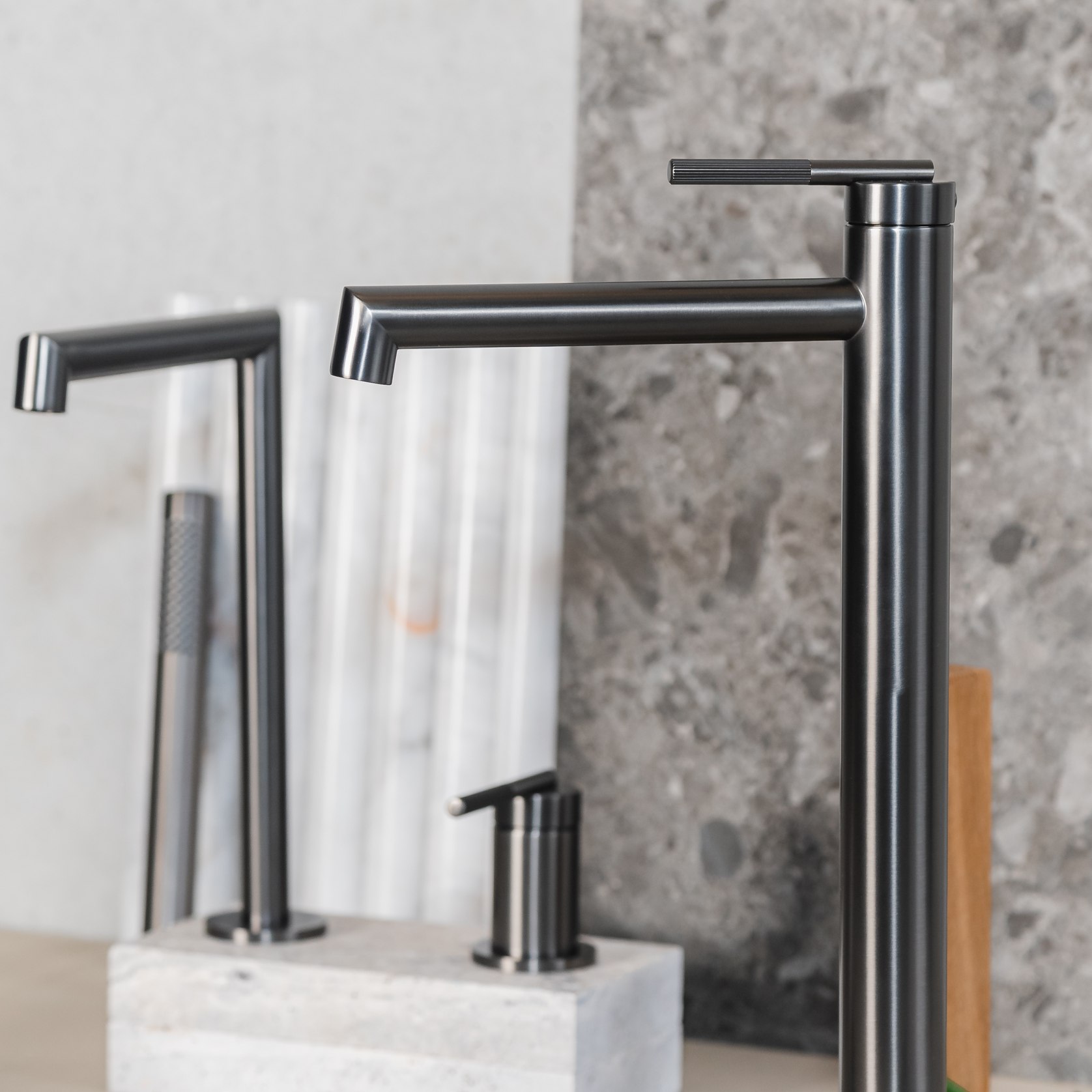 CADDENCE Gun Metal Grey Tall Basin Mixer BUGM0241.BM | ArchiPro AU