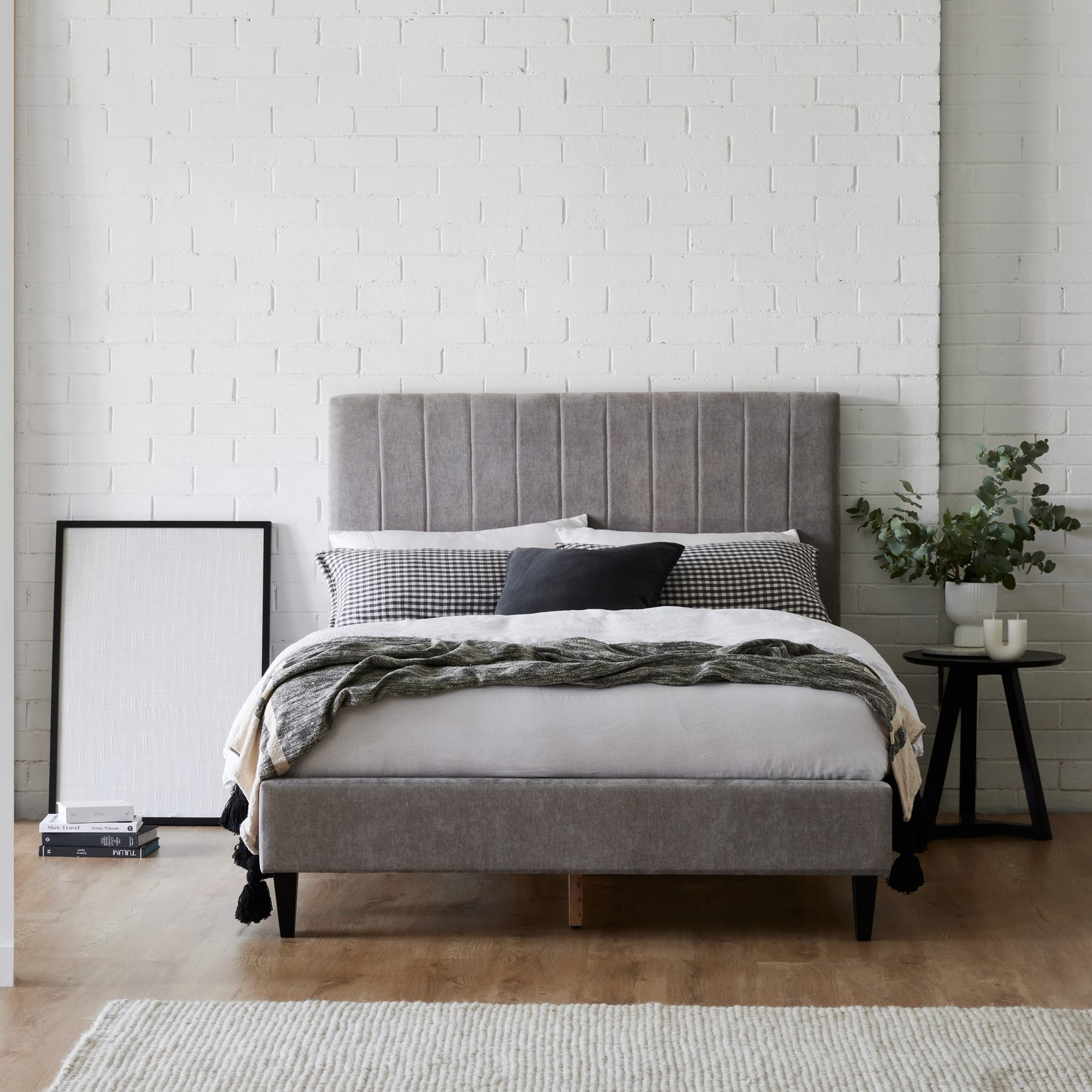 Cannes 2PCE Double Upholstered Headboard and Bed Base B | ArchiPro AU