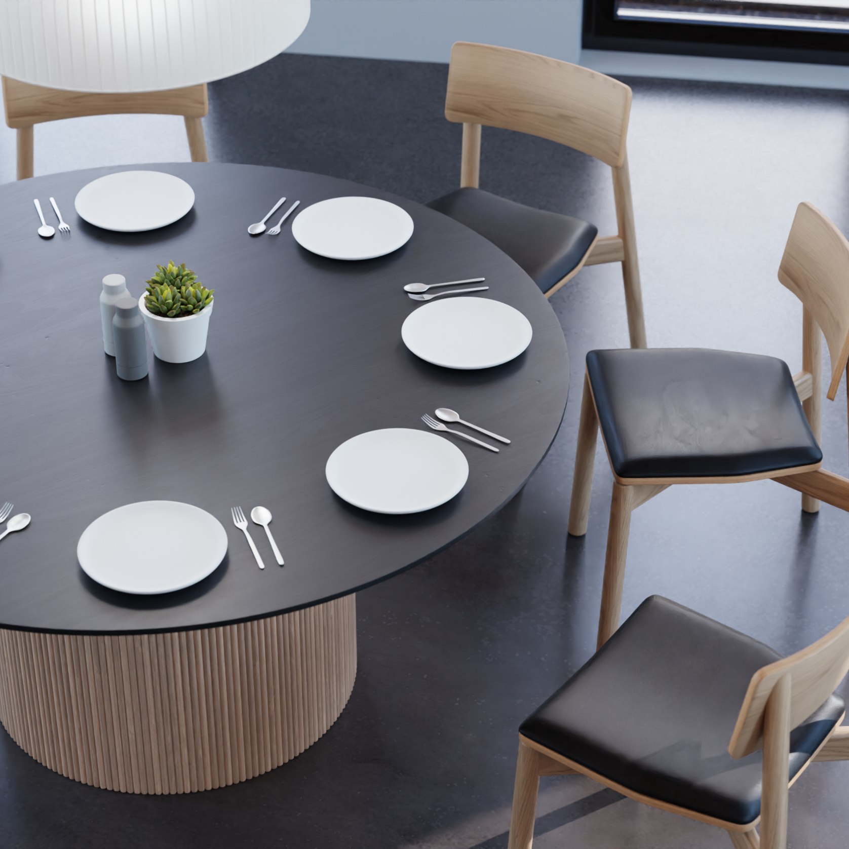 Poppy table - Natural Base Black Top | ArchiPro AU