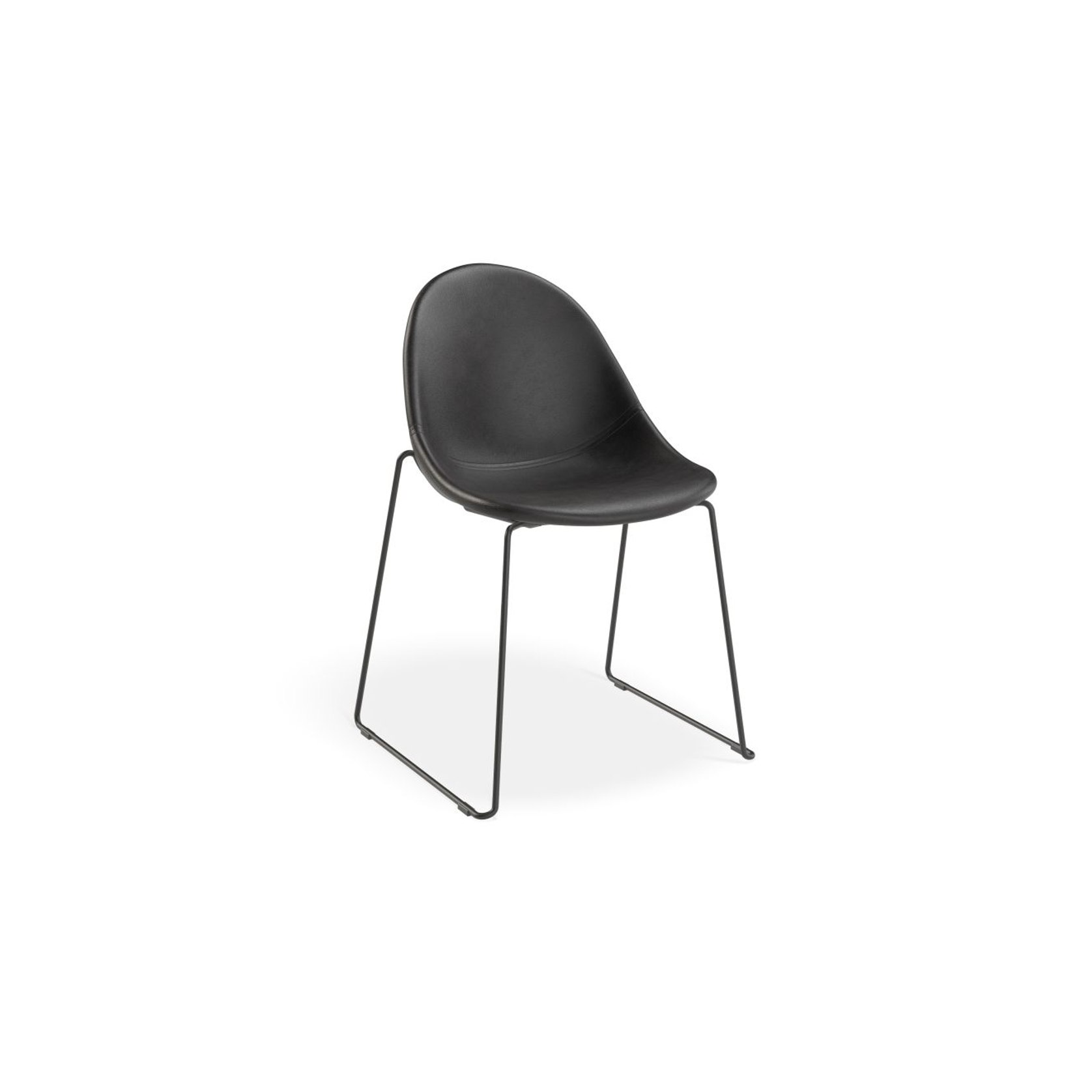 Pebble Chair Black Upholstered Vintage Seat - Pyramid Fixed Base with ...