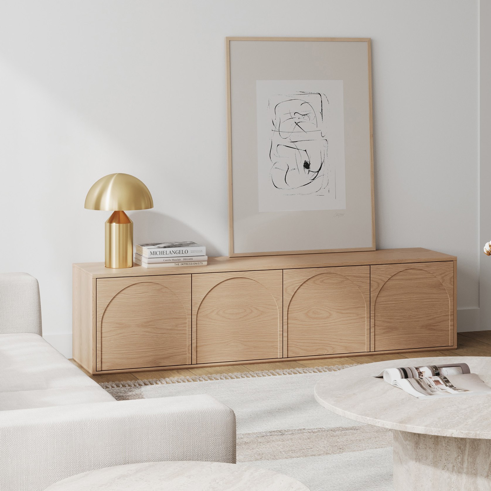 Aurora 4 Door Arch TV Entertainment Unit | Natural Oak | ArchiPro AU