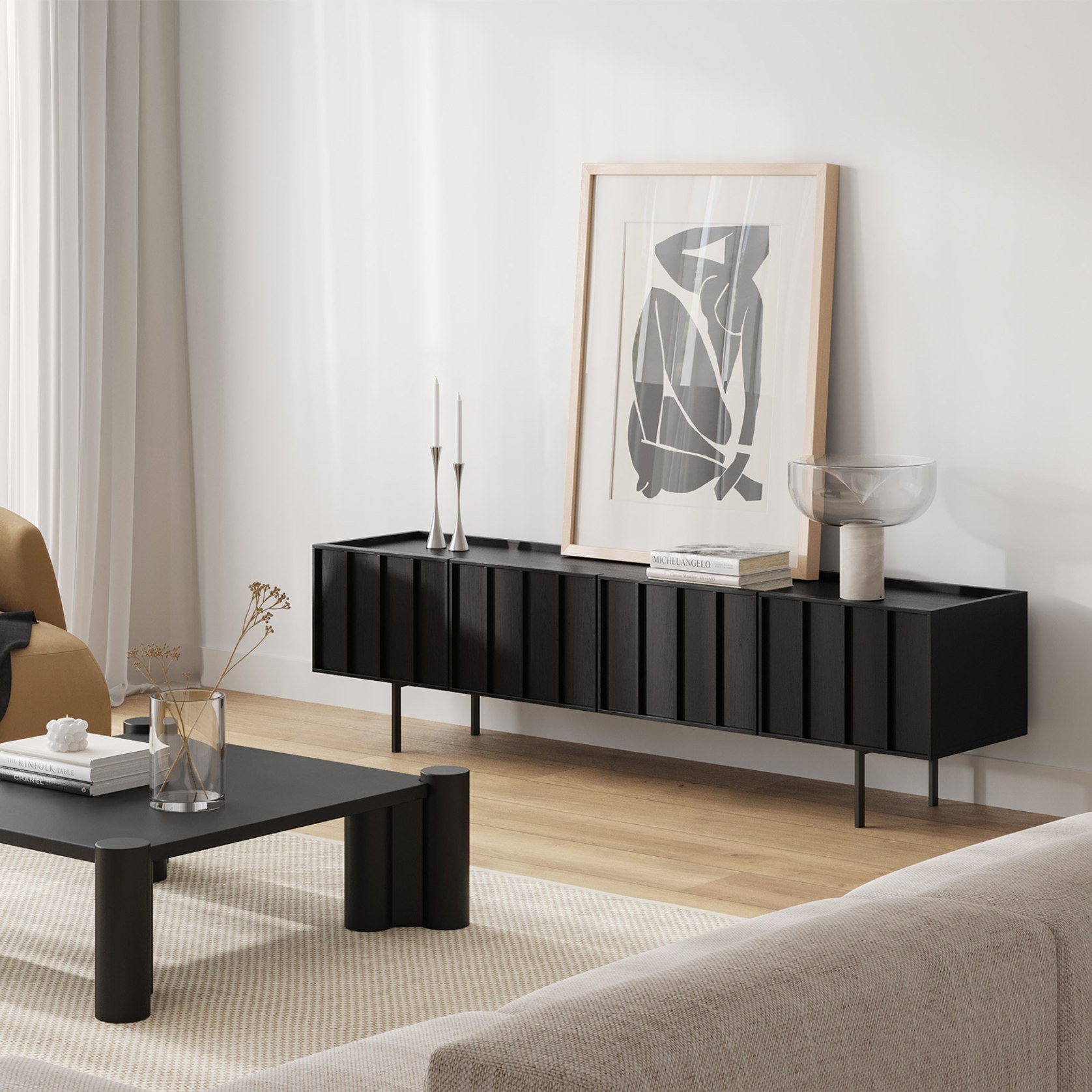 Linea 200cm TV Entertainment Unit | Black Oak | ArchiPro AU