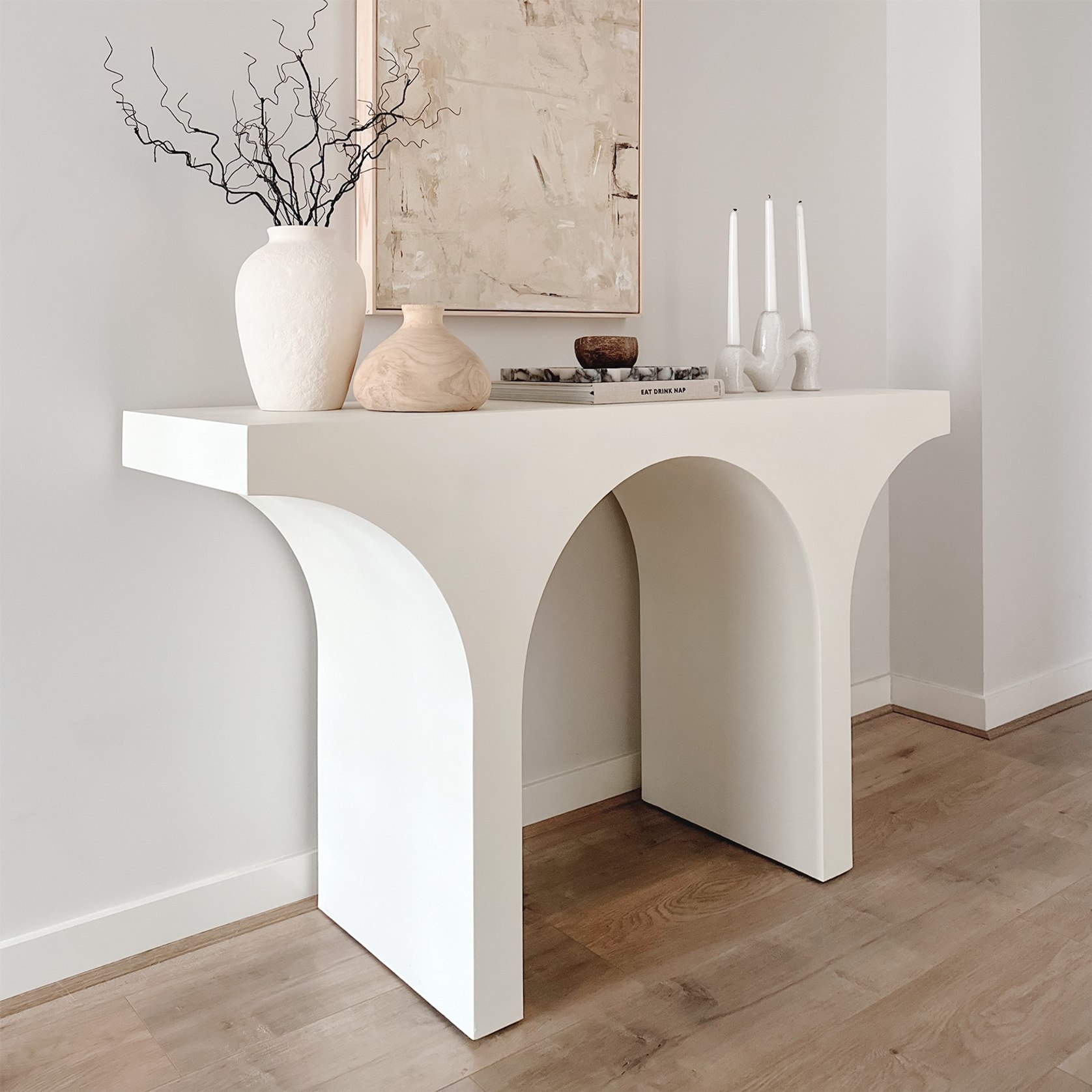 Arcus 140cm Concrete Console Table in Cream Putty | ArchiPro AU