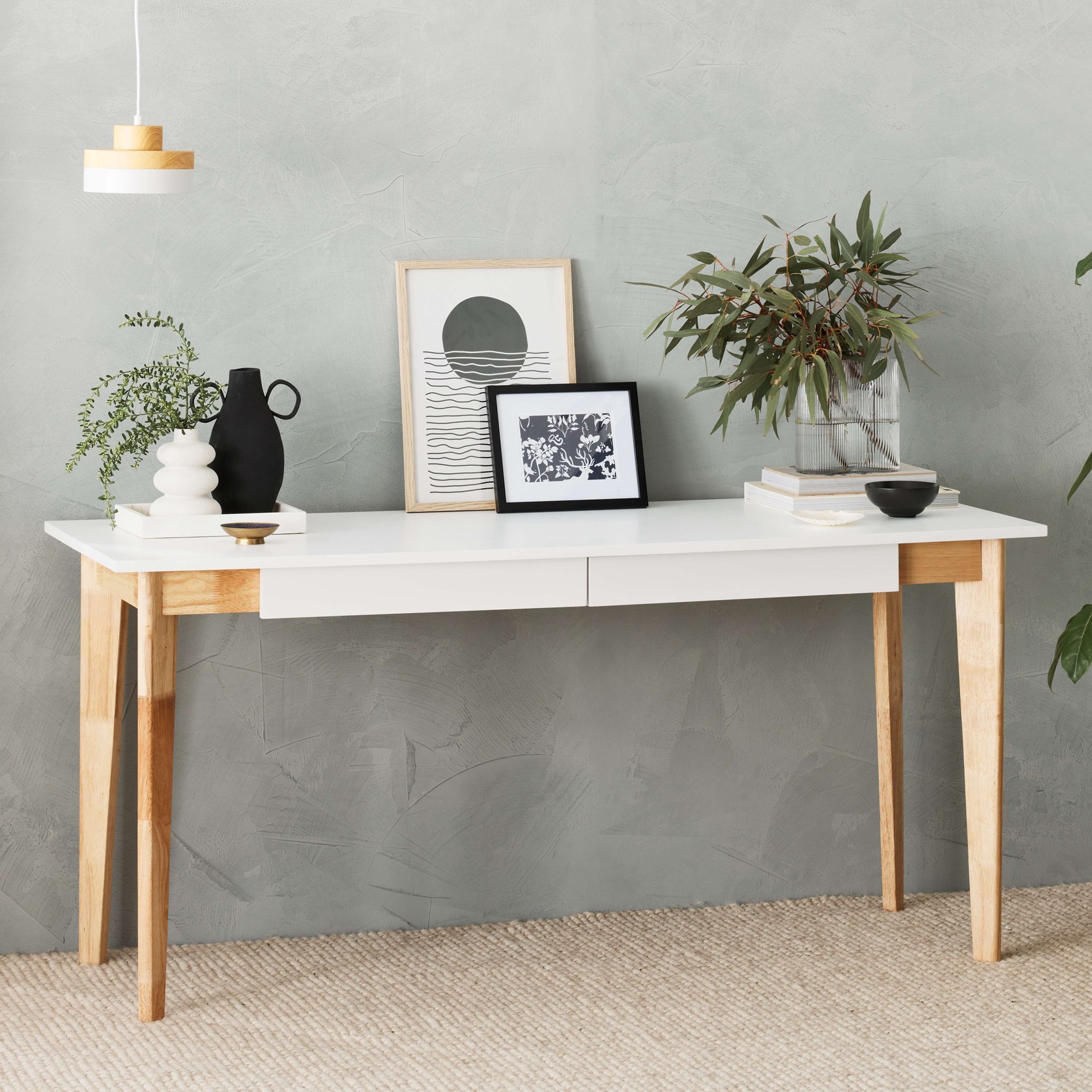 Byron Console Table | 2 Drawer | Natural Hardwood | ArchiPro AU