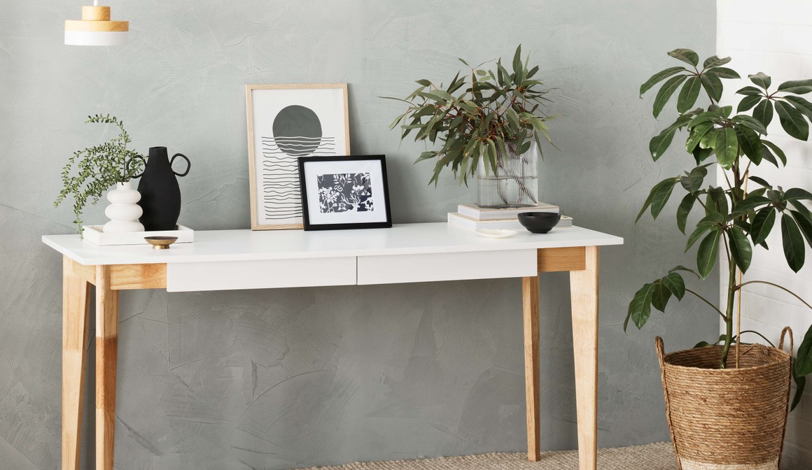 Byron Console Table | 2 Drawer | Natural Hardwood | ArchiPro AU