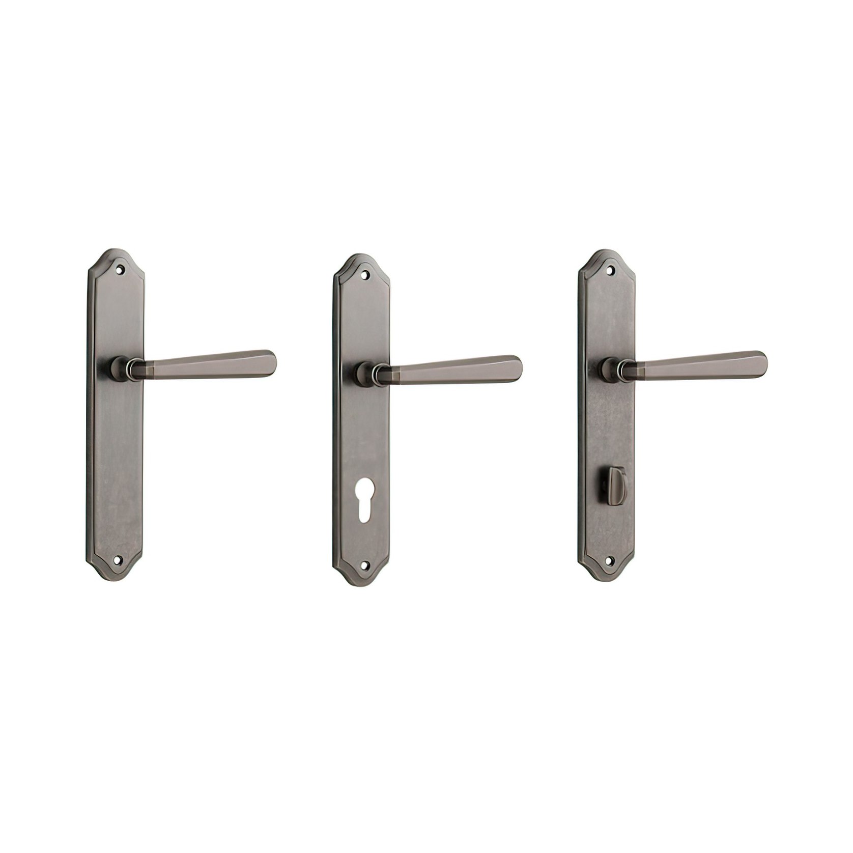 Iver Copenhagen Door Lever on Shouldered Backplate Distressed Nickel ...