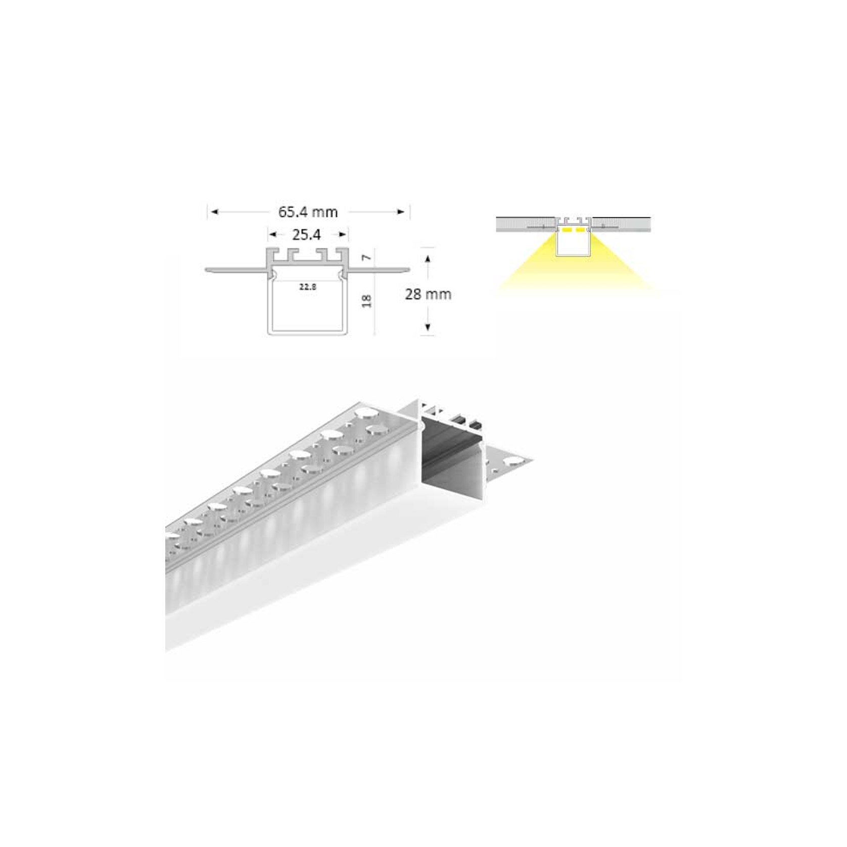 Plaster in Linear LED Profile with Square Diffuser | ArchiPro AU