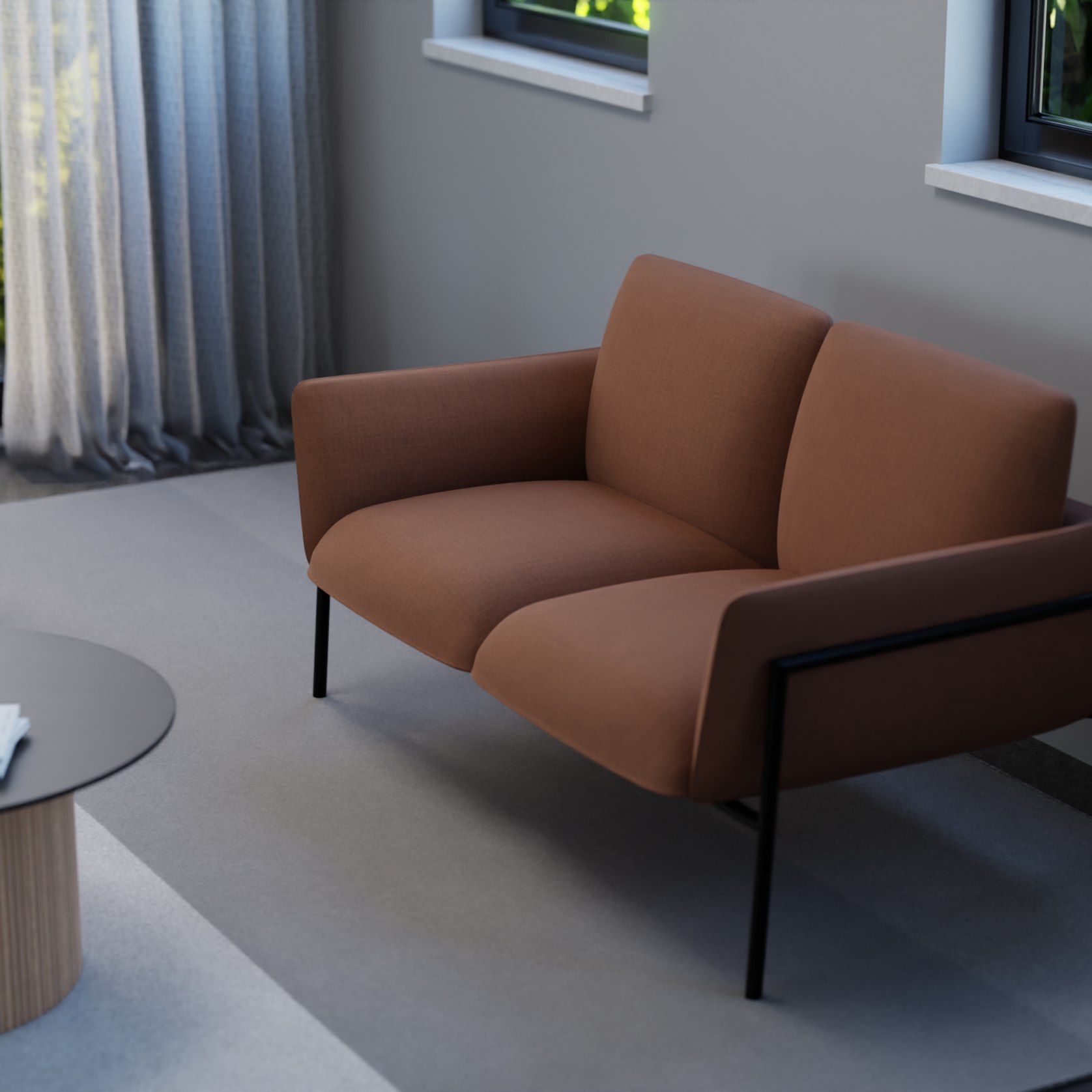 Charlie 2 Seat Sofa Terracotta Rust | ArchiPro AU