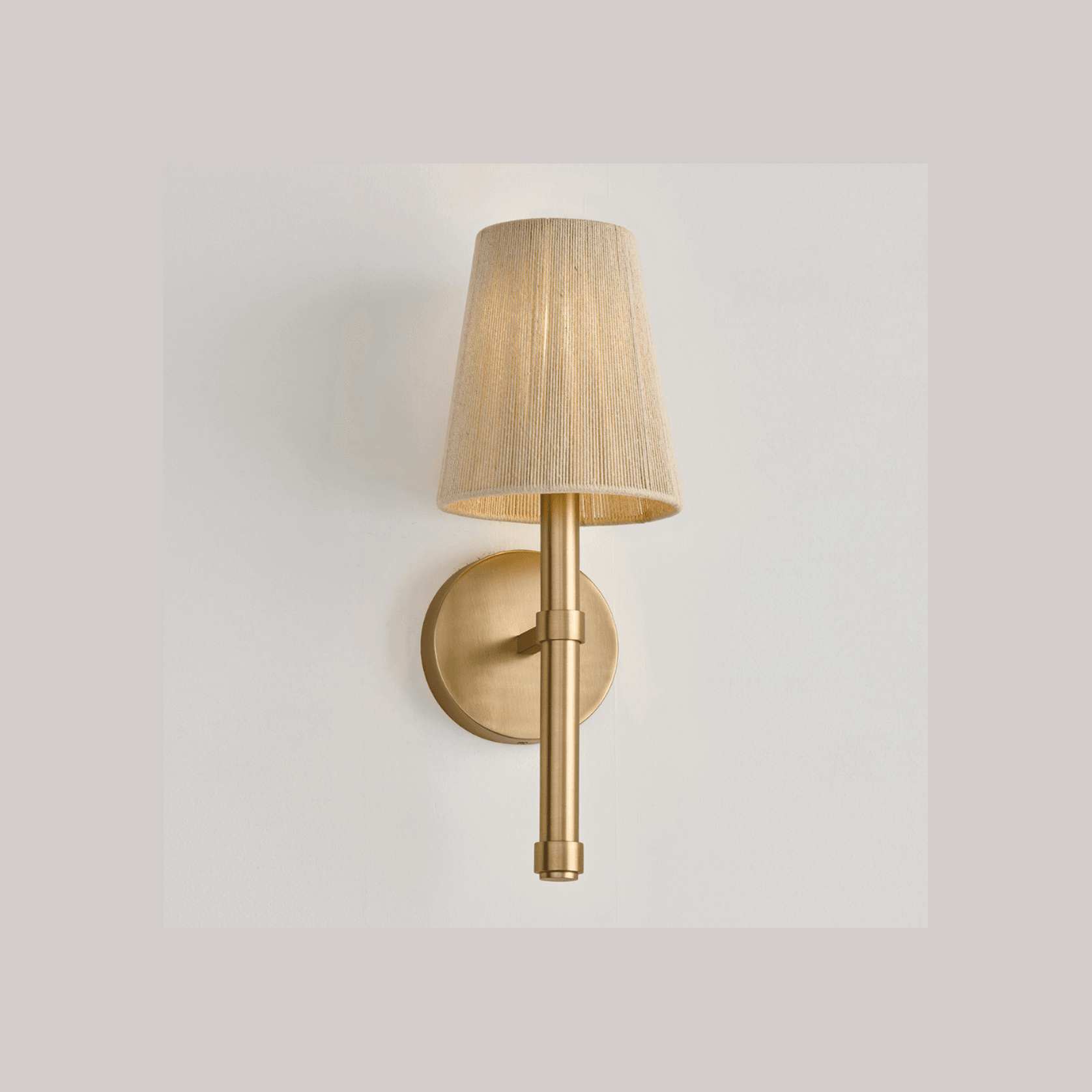 Fisher 1 Light Wall Light in Matte Brass & Bleached Rope | ArchiPro AU