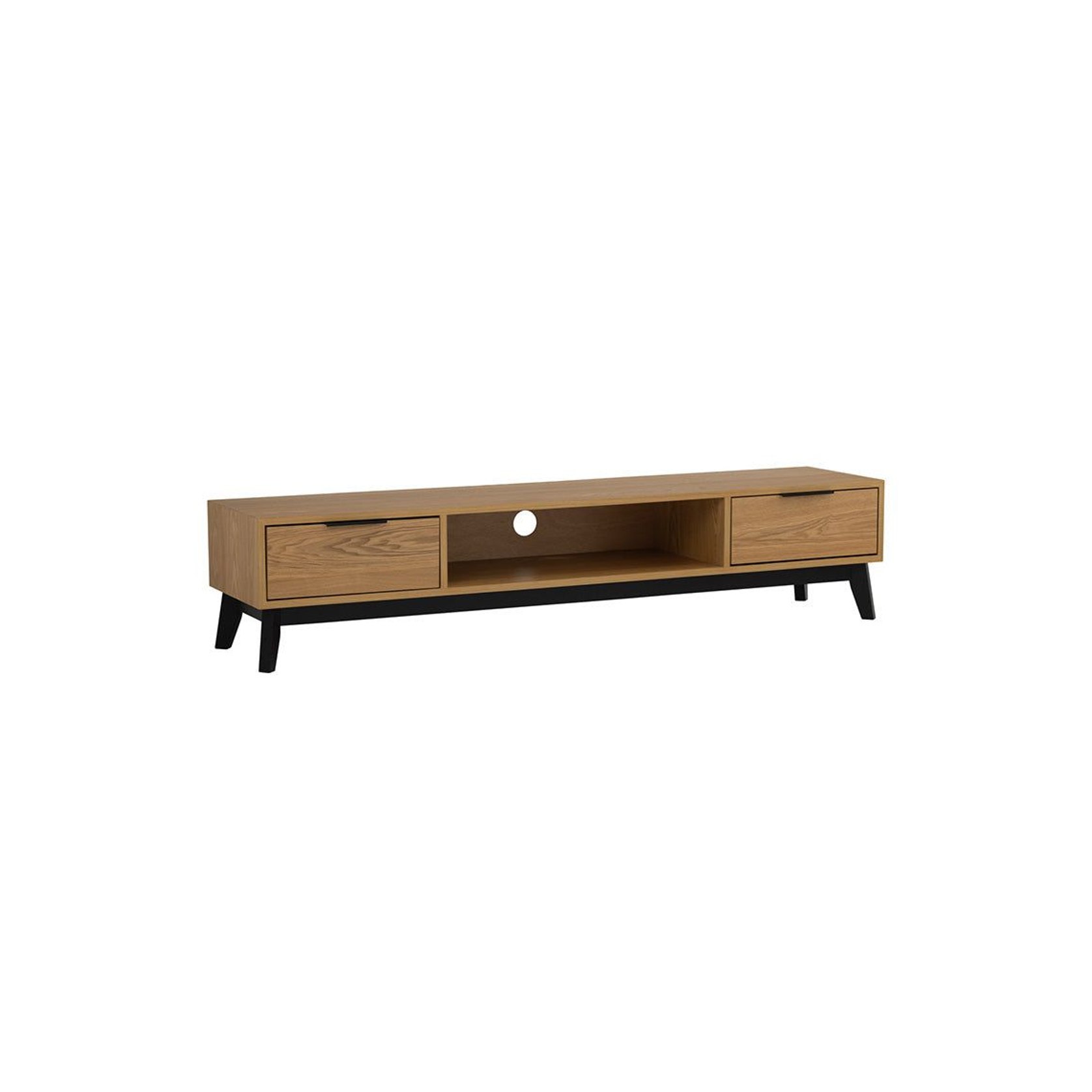 MALTON Entertainment TV Unit 180cm - Natural & Black | ArchiPro AU