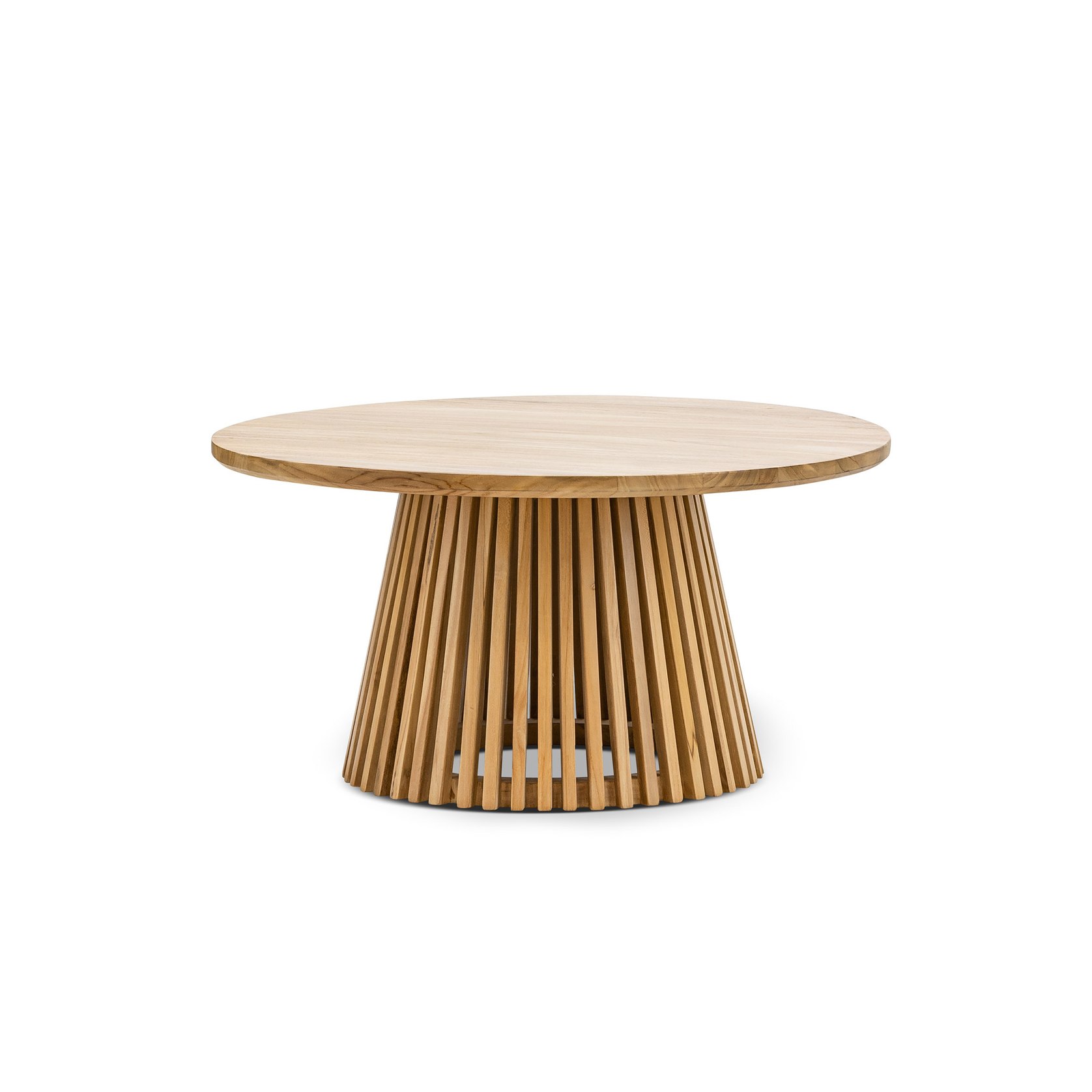 Pedie 80cm Round Slat Coffee Table | Natural Teak | ArchiPro AU