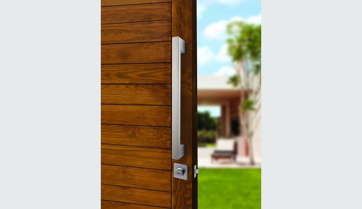 Lockwood Paradigm Door Pull Handle with Double Cylinder Deadbolt Satin ...