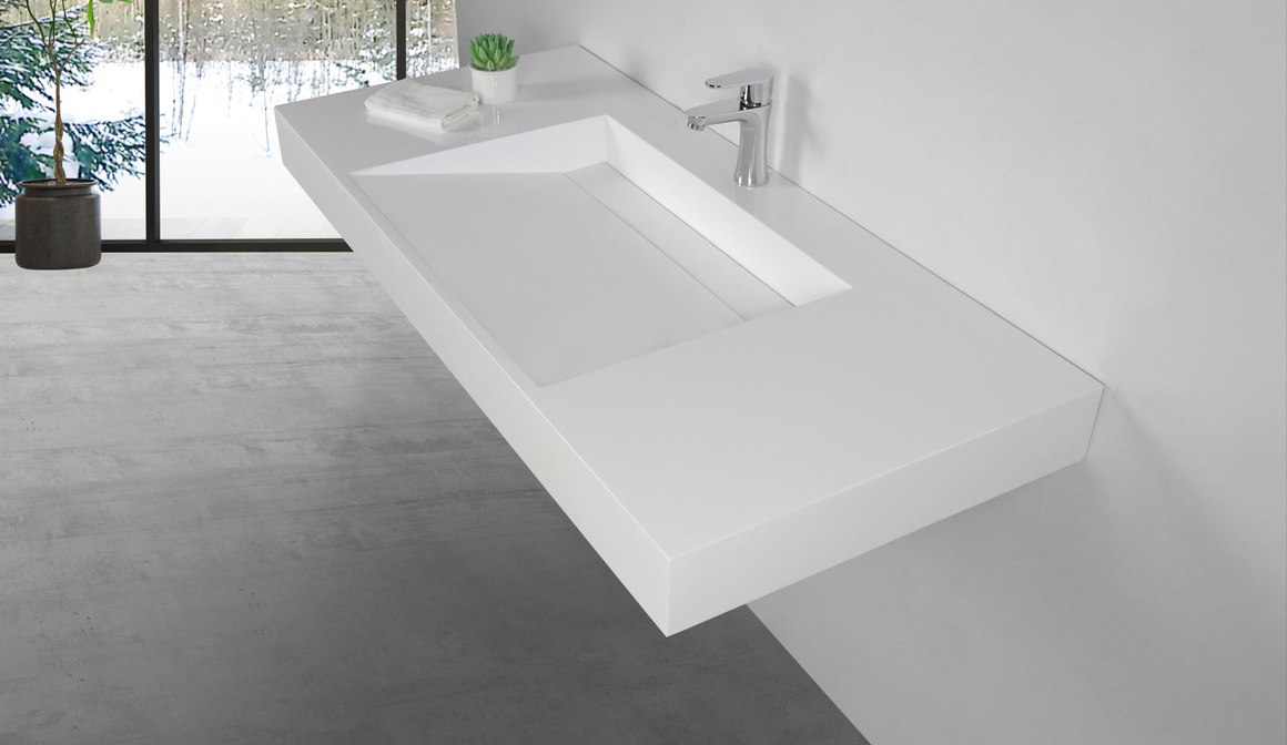Ramp basin 1219mm Wall Hung Solid Surface B5048 | ArchiPro AU