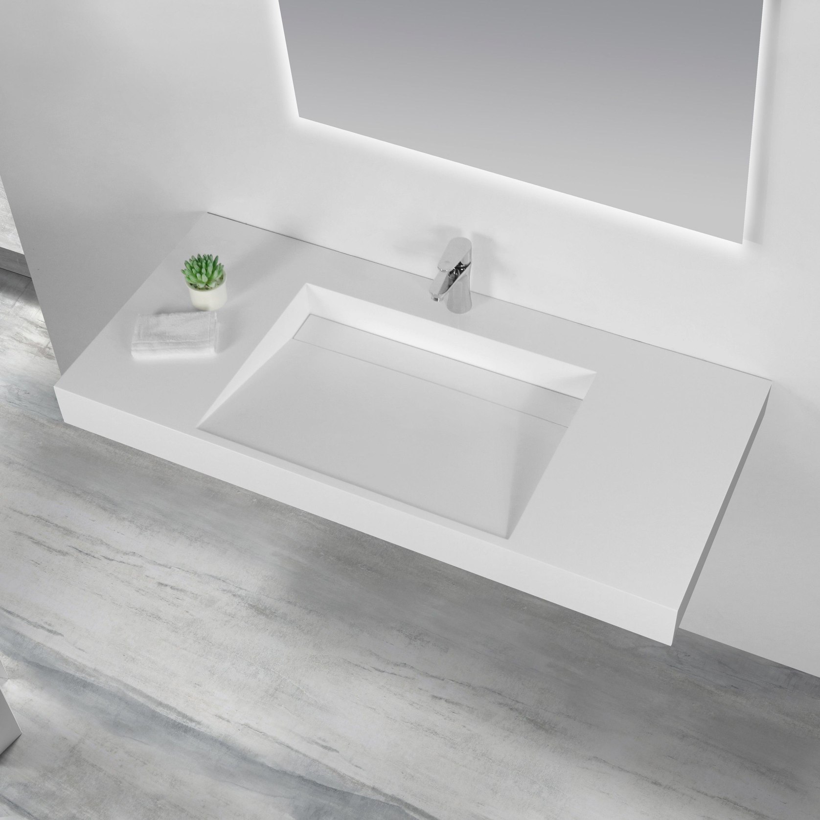 Ramp basin 1219mm Wall Hung Solid Surface B5048 | ArchiPro AU
