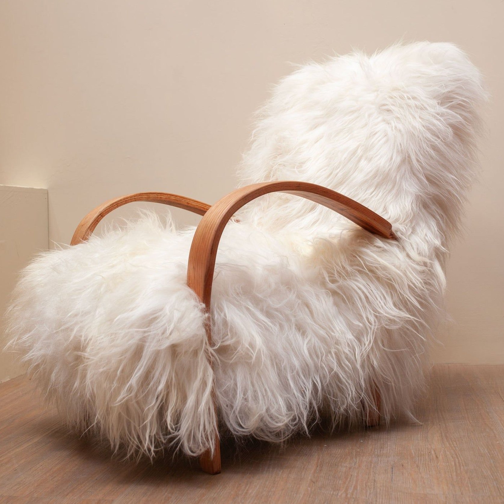 Natural Curved Arm & back Icelandic Sheepskin Lounge Chair | ArchiPro AU