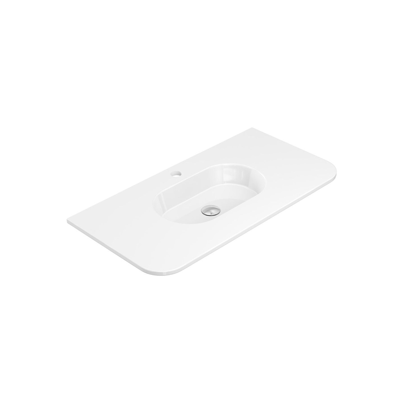 Lola Gloss Full Depth Curved Ceramic Basin Top 900mm | ArchiPro AU