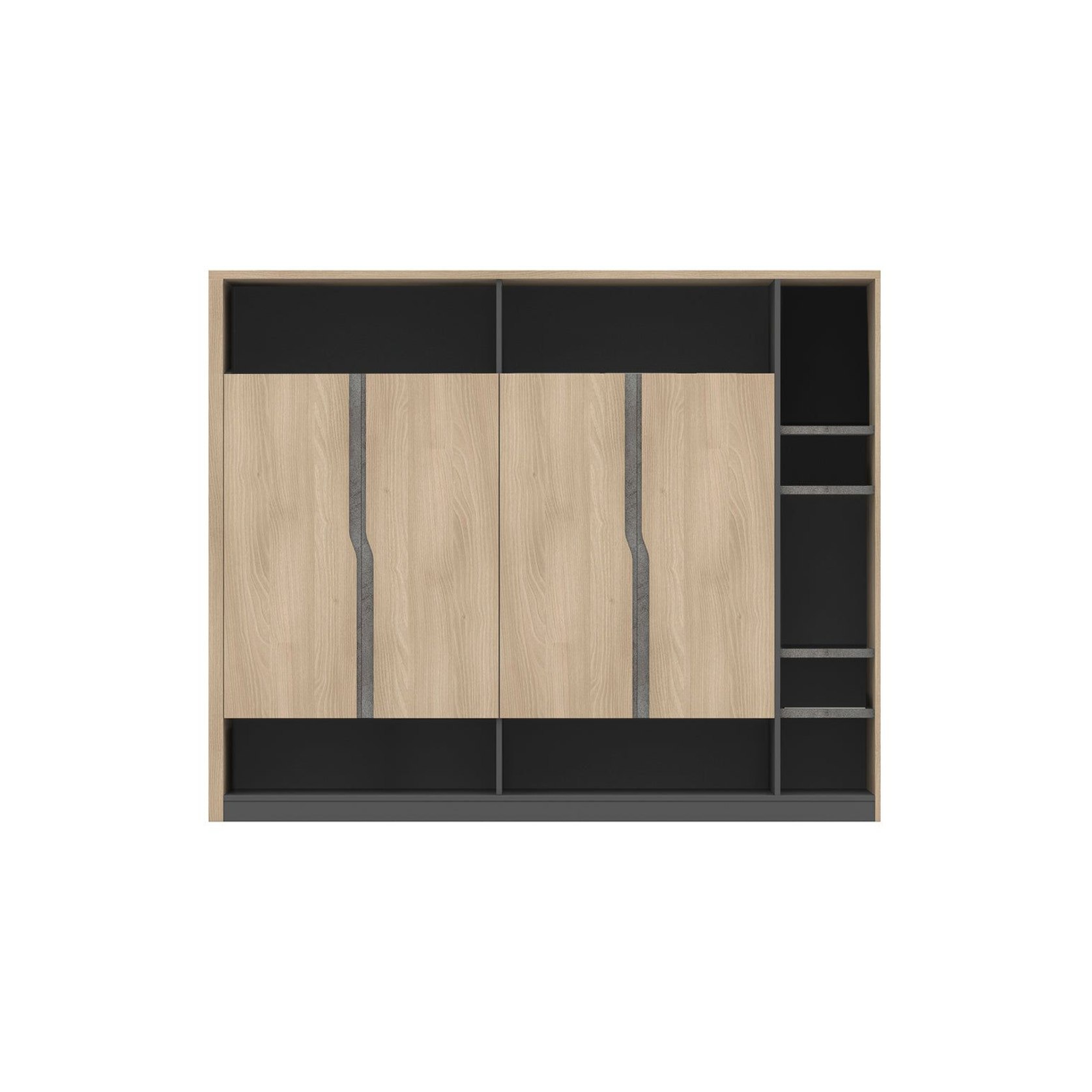 BAXTER Display Cabinet 190cm - Acacia & Carbon Grey | ArchiPro AU