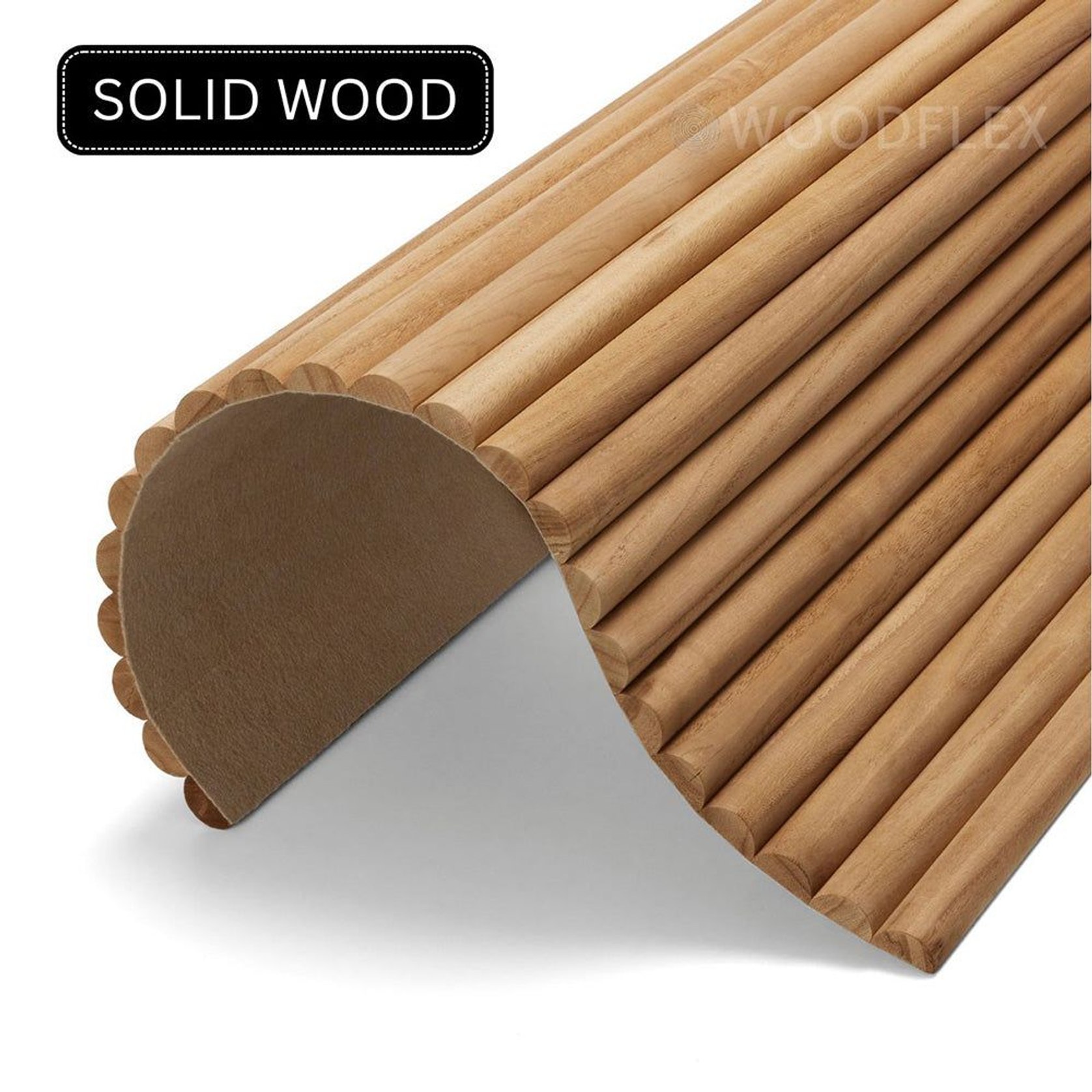 WOODFLEX Flexible Solid Paulownia Wood Slat Wall Panel - 2700mm x 600mm ...