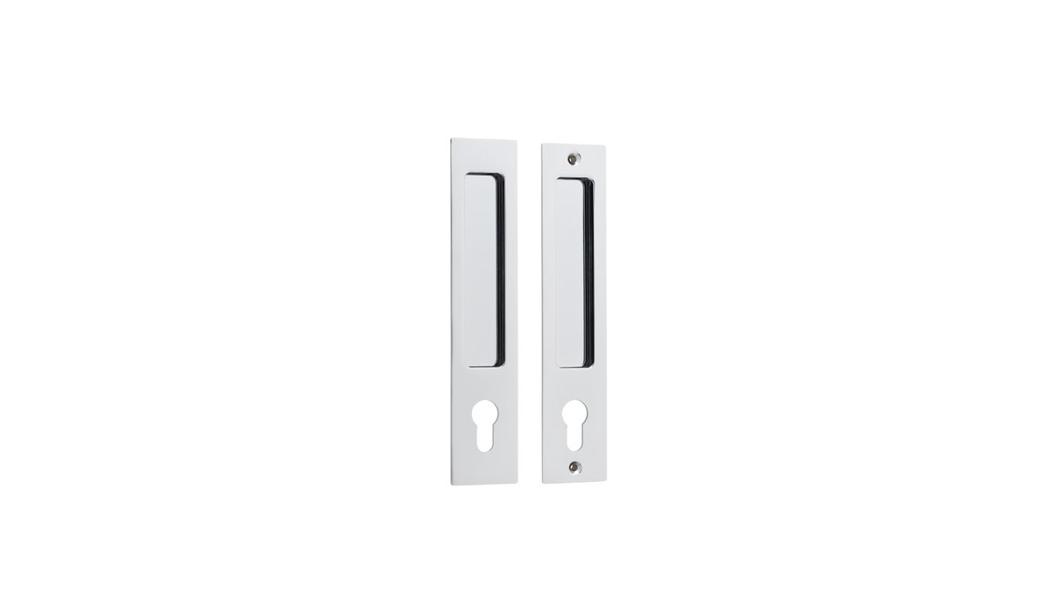 Iver Rectangular Flush Pull Euro Lock Polished Chrome for Sliding Doors 21414E *Pair* - Flush ...