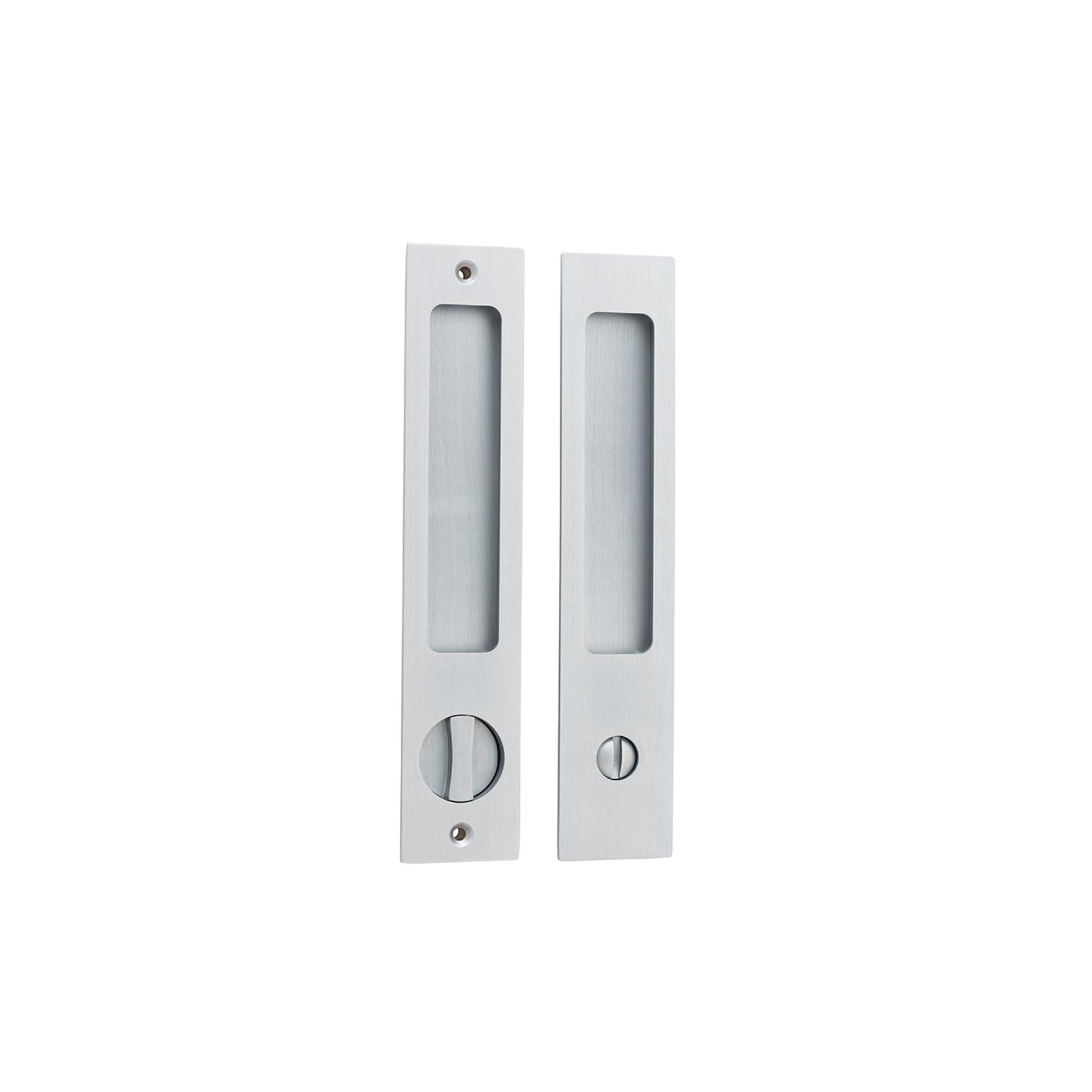 Iver Rectangular Flush Pull Privacy Set Brushed Chrome for Sliding Doors 21415P *Pair* | ArchiPro AU