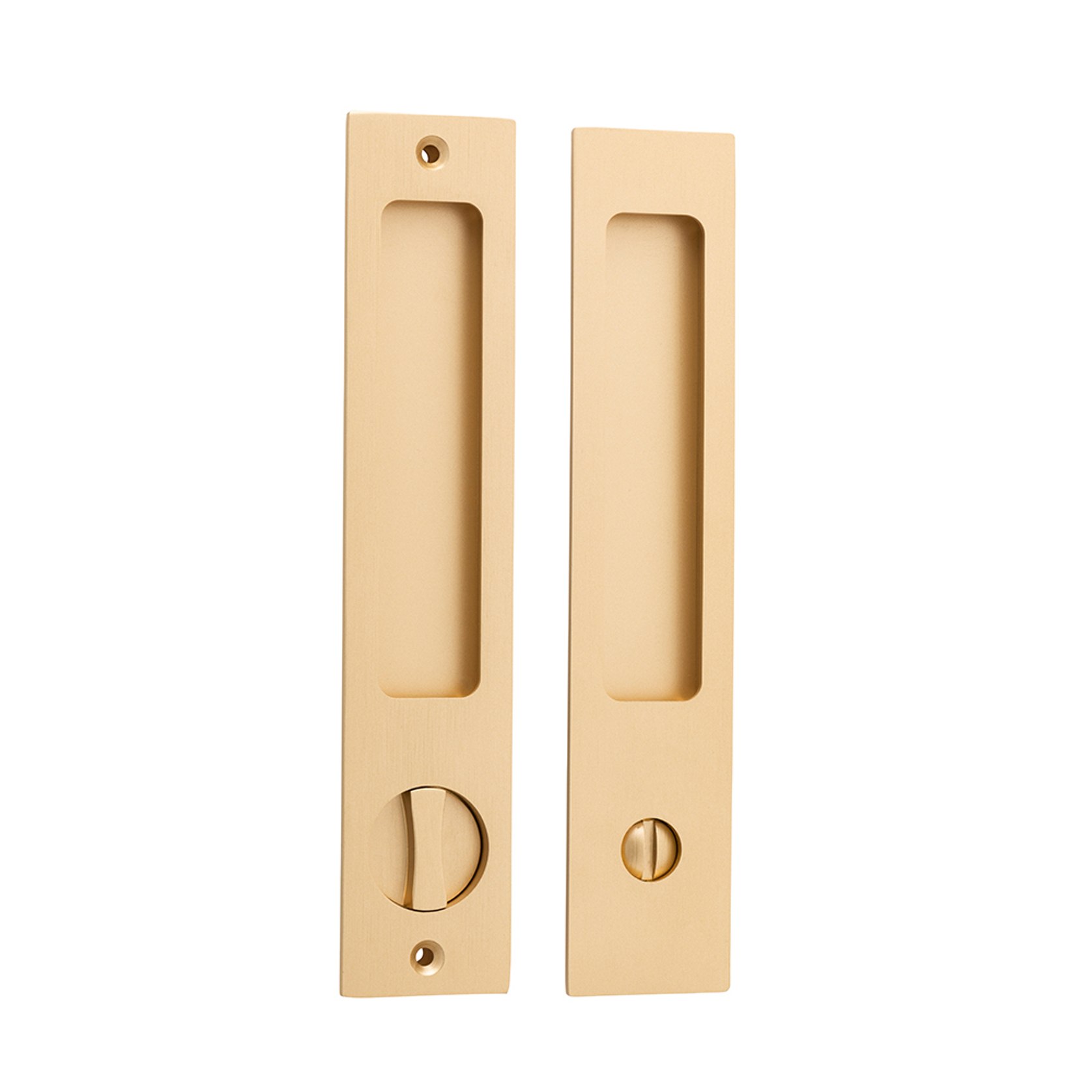 Iver Rectangular Flush Pull Privacy Set Brushed Brass for Sliding Doors ...