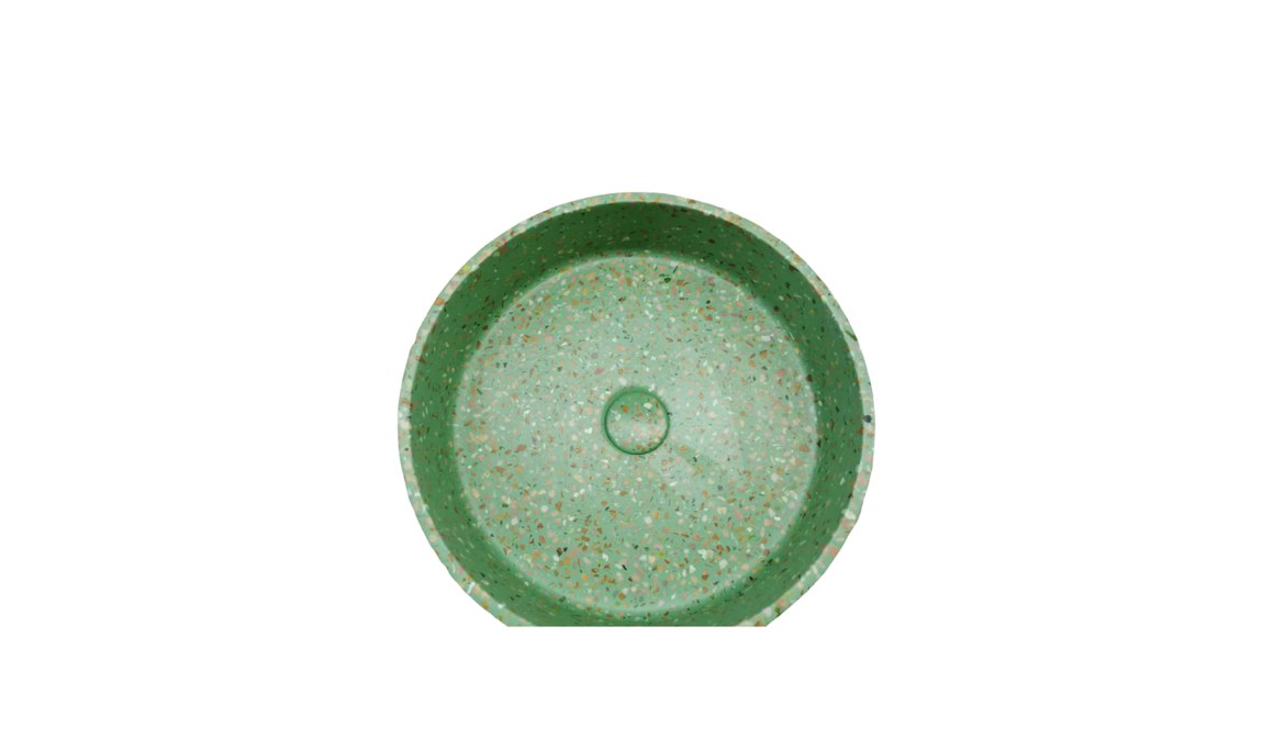 Terrazzo mint green concrete 'Sol' round 390mm basin | ArchiPro AU