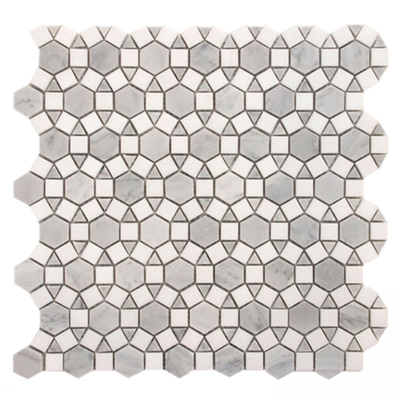 Alhambra Honed Grey Carrara & Polished Thassos Honed Mosaic | ArchiPro AU