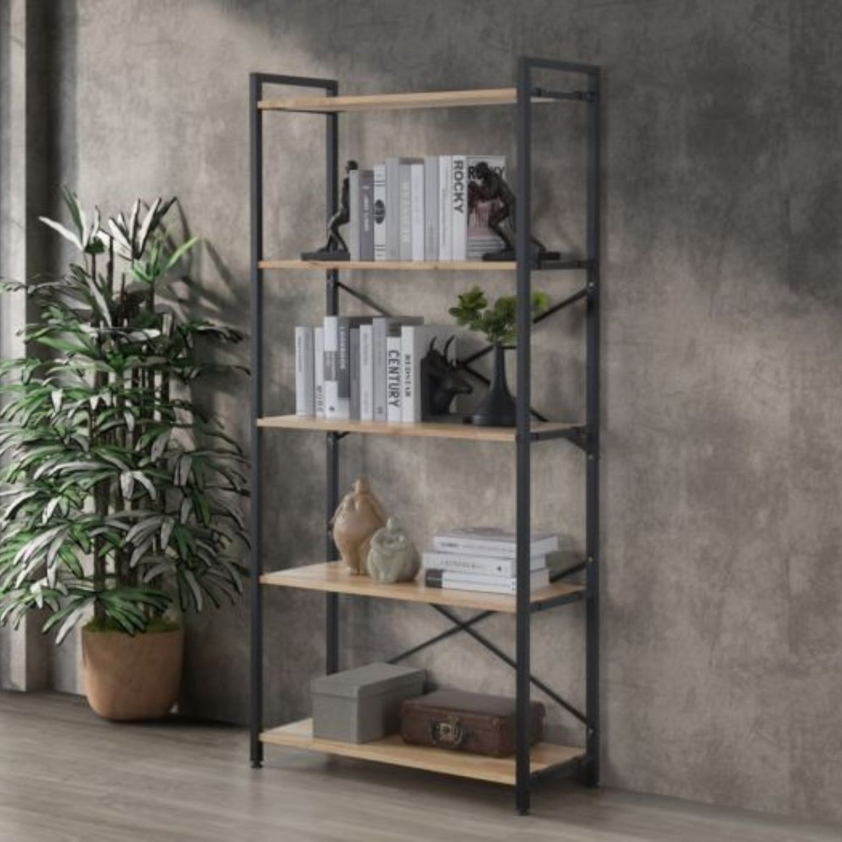 Axel Modular Main Shelving Unit | Black Steel & Natural | ArchiPro AU