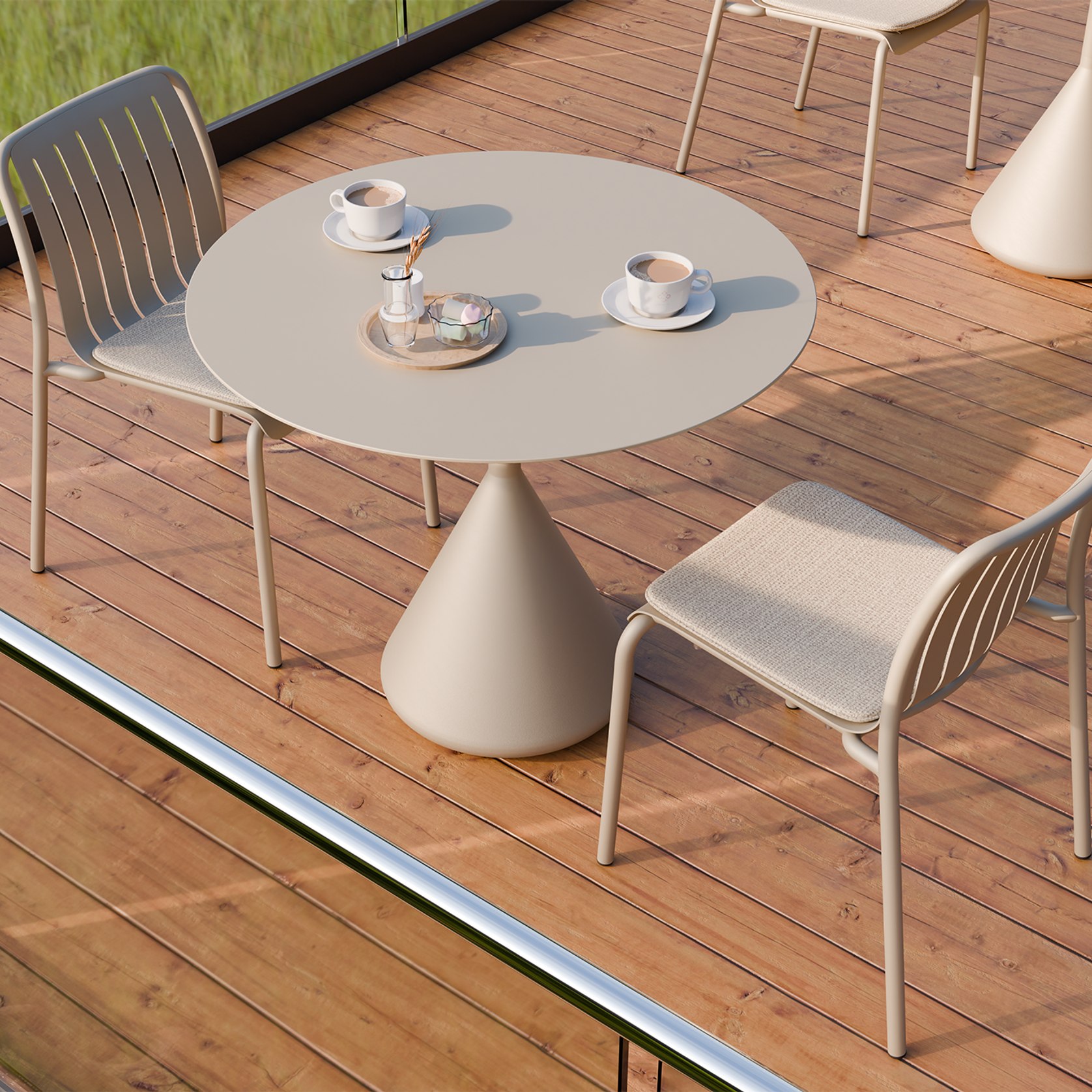 Kora Cafe Table 90cm Dia Aluminium - Outdoor | ArchiPro AU