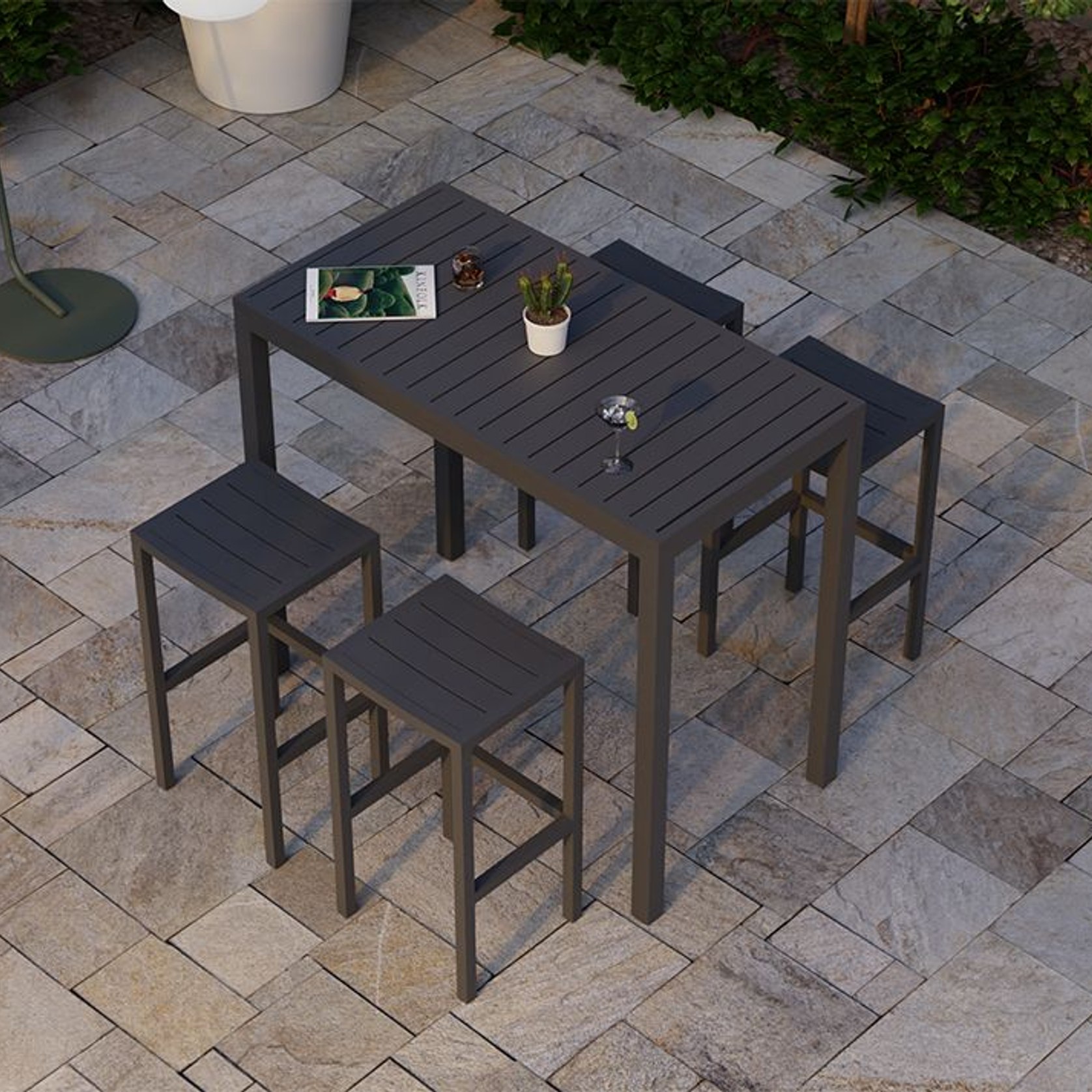 Halki Stool - Outdoor - Charcoal | ArchiPro AU