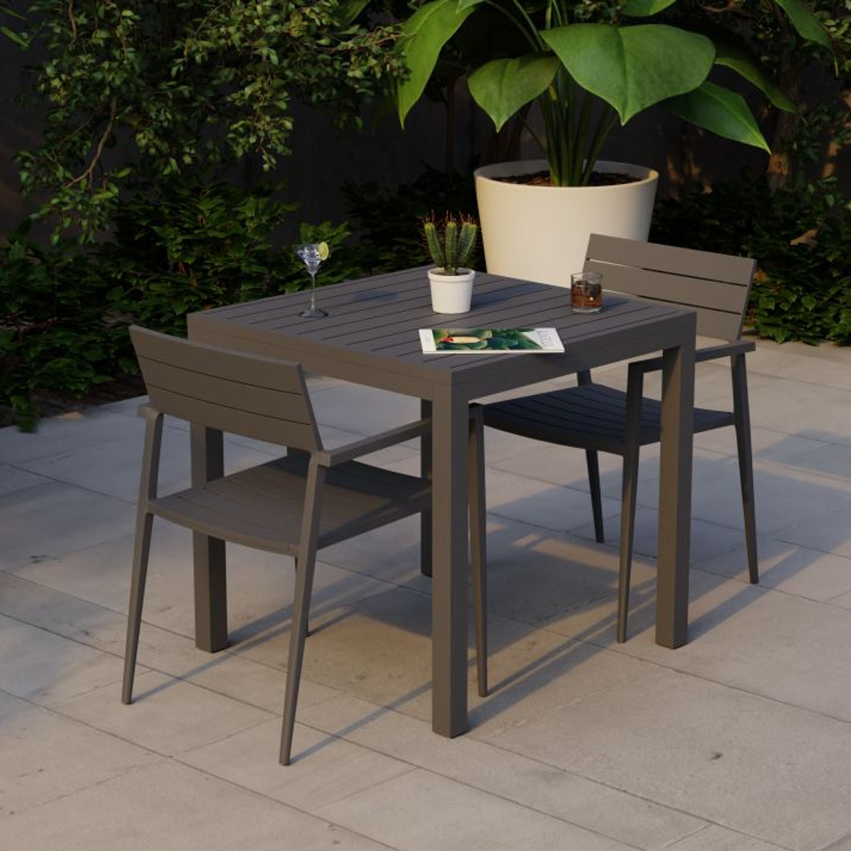 Halki Table Matt Charcoal Aluminium 77cm x 77xm | ArchiPro AU