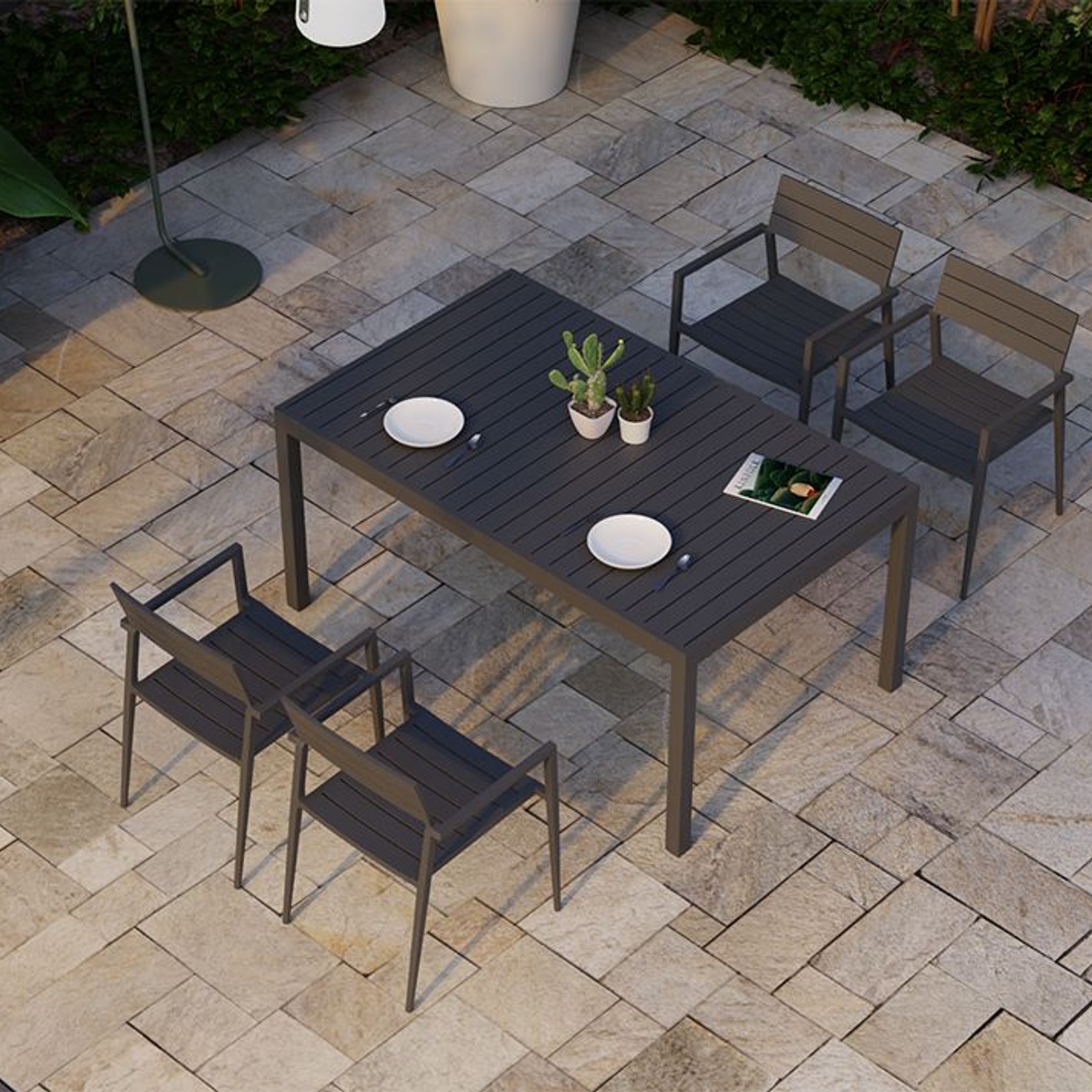 Halki Table - Outdoor - 160cm x 90cm - Charcoal | ArchiPro AU
