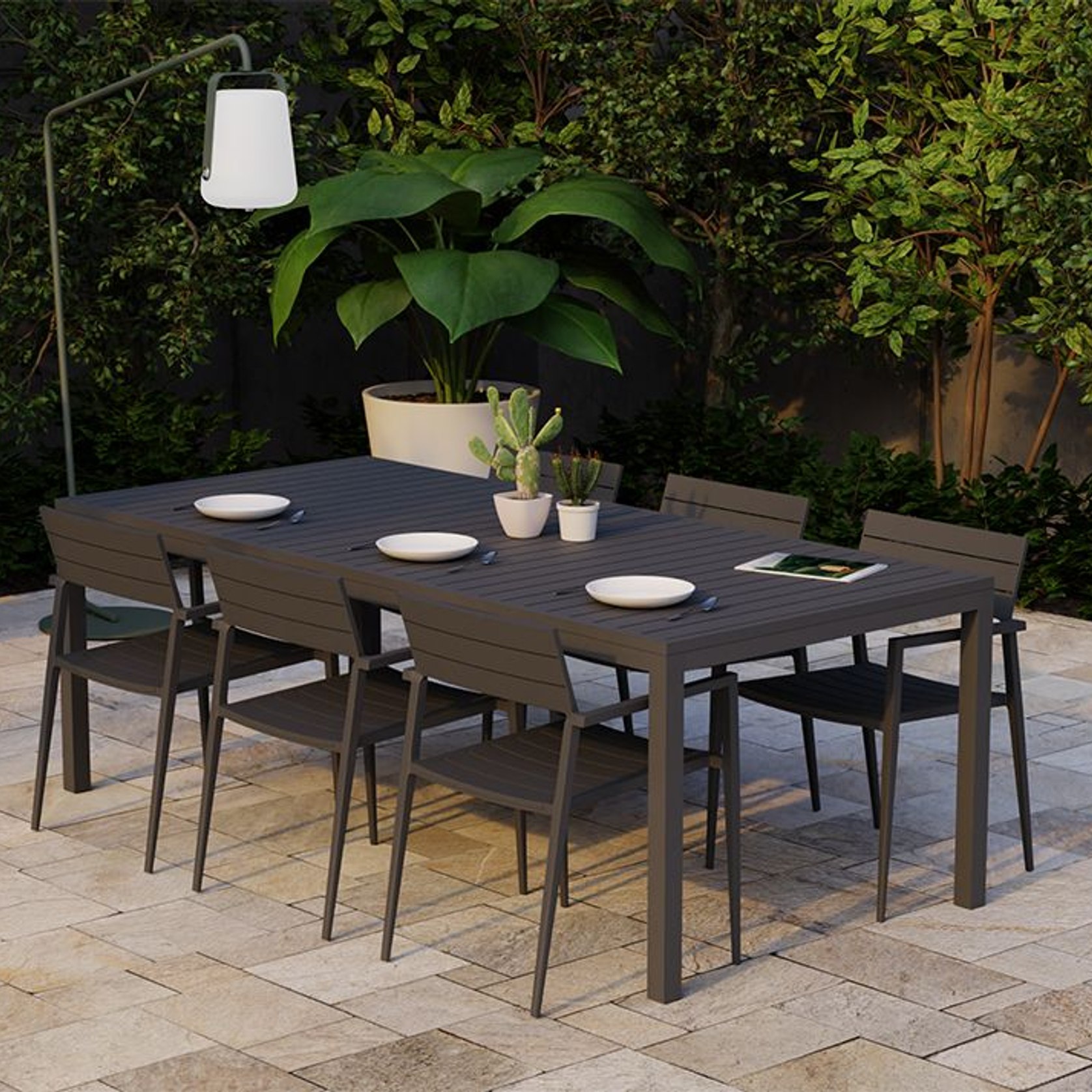 Halki Table - Outdoor - 220cm x 100cm - Charcoal | ArchiPro AU