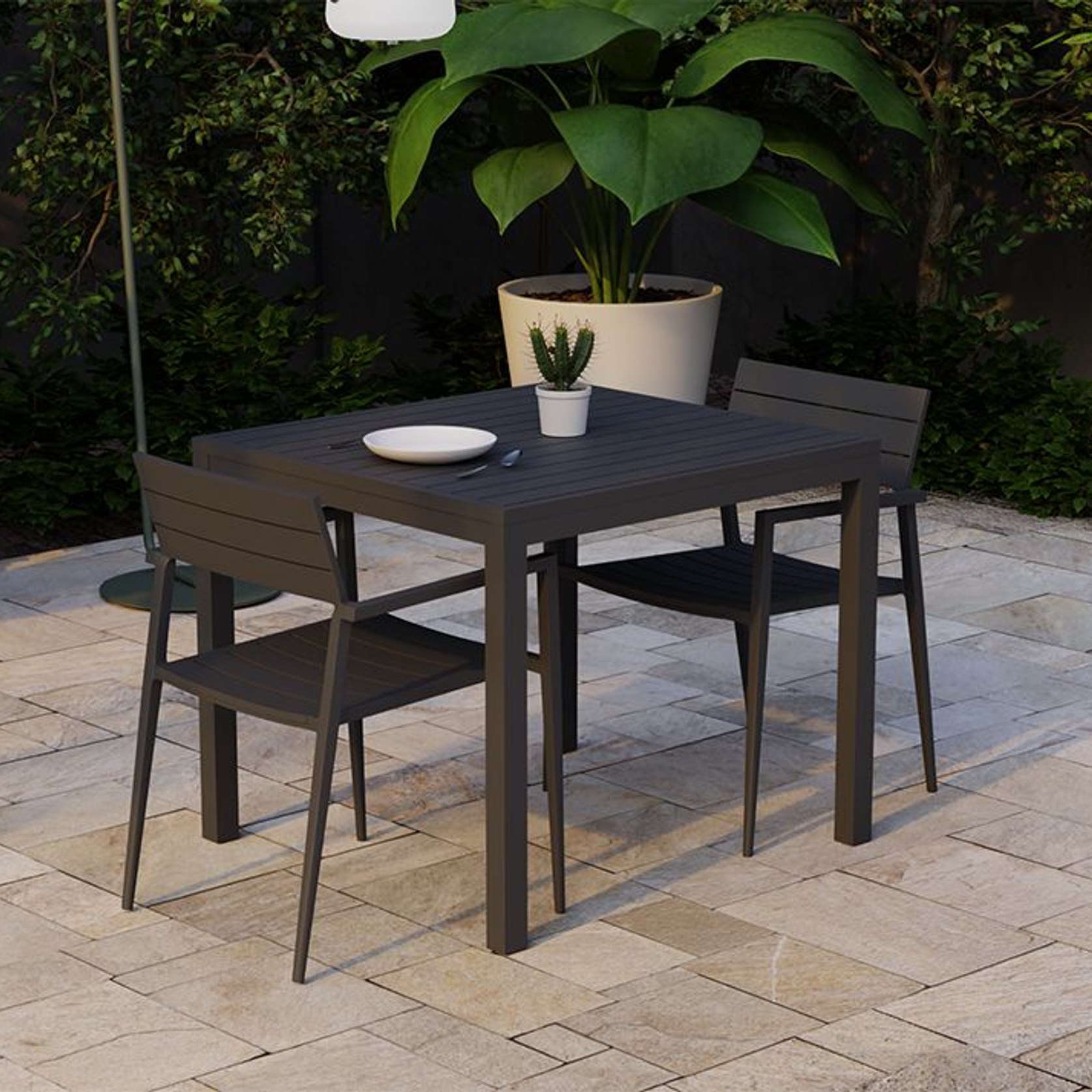 Halki Table - Outdoor - 90cm x 90cm - Charcoal | ArchiPro AU