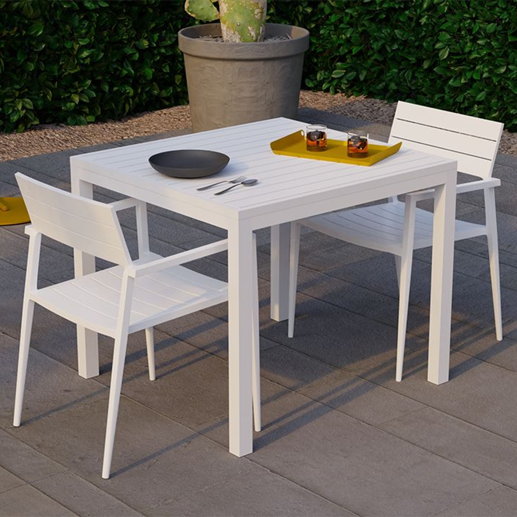 Halki Table - Outdoor - 90cm x 90cm - White | ArchiPro AU