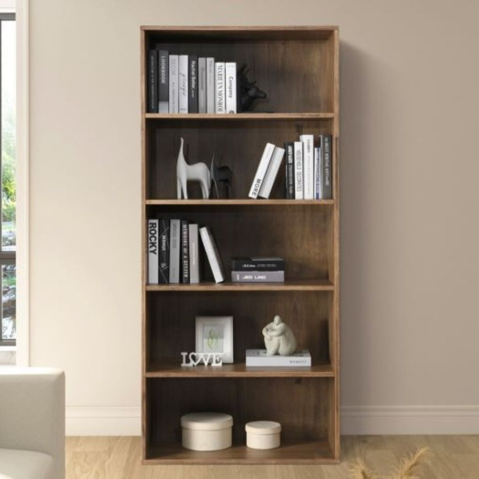 Stax Hardwood Bookcase |Rustic Walnut | Narrow | 800mm | ArchiPro AU