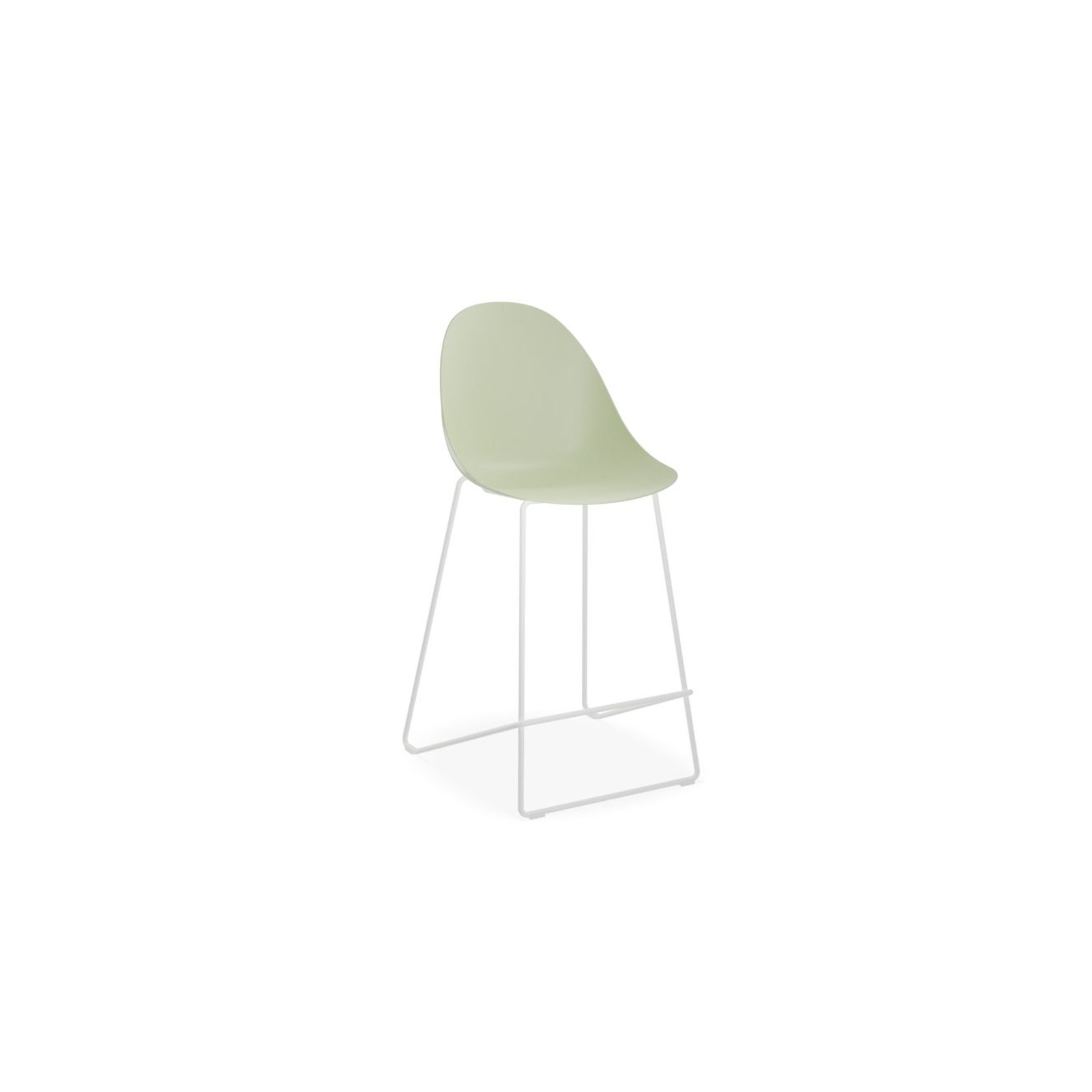 Pebble Mint Green Stool Shell Seat - Counter Stool 65cm Seat - White ...
