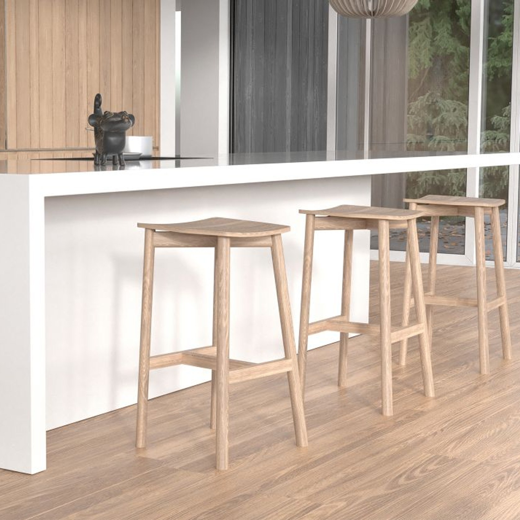 Andi Stool - Natural - Backless - 66cm Seat Height (Kitchen Bench ...