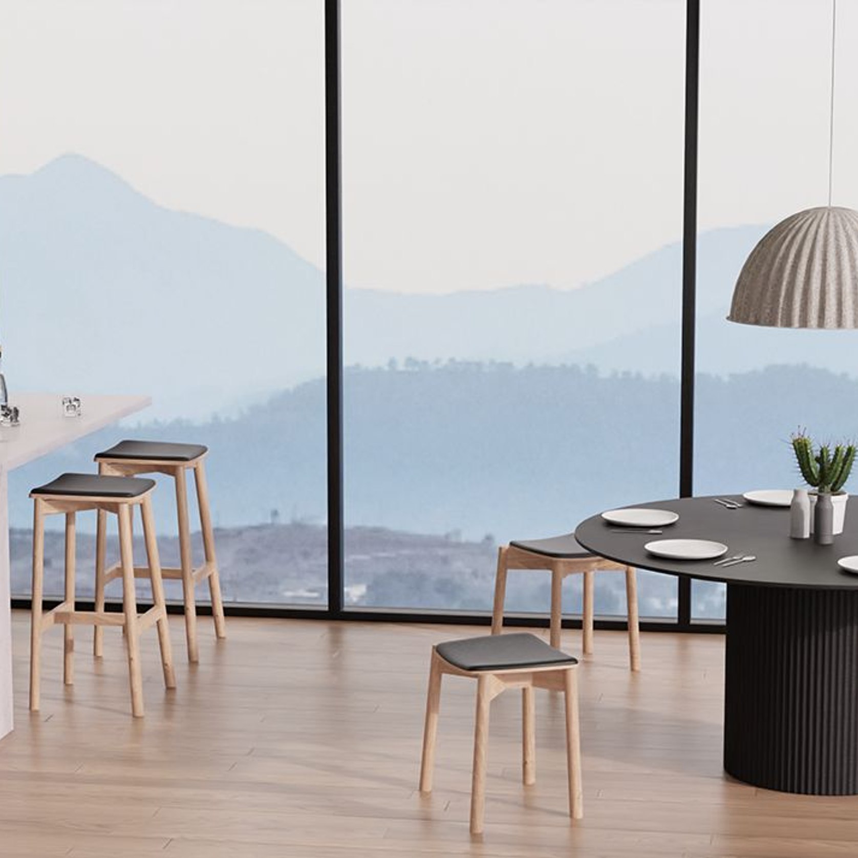 Andi Low Stool - Natural Ash with Pad - 45cm | ArchiPro AU