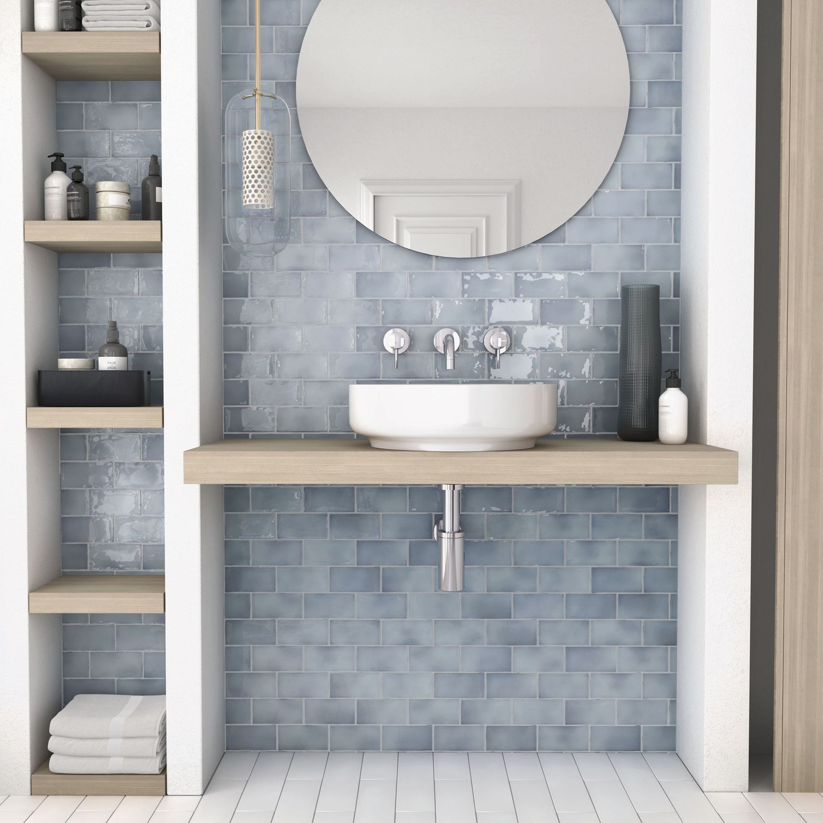 Marlowe Blue Moon Gloss 150x75x10mm Wall Tile | ArchiPro AU