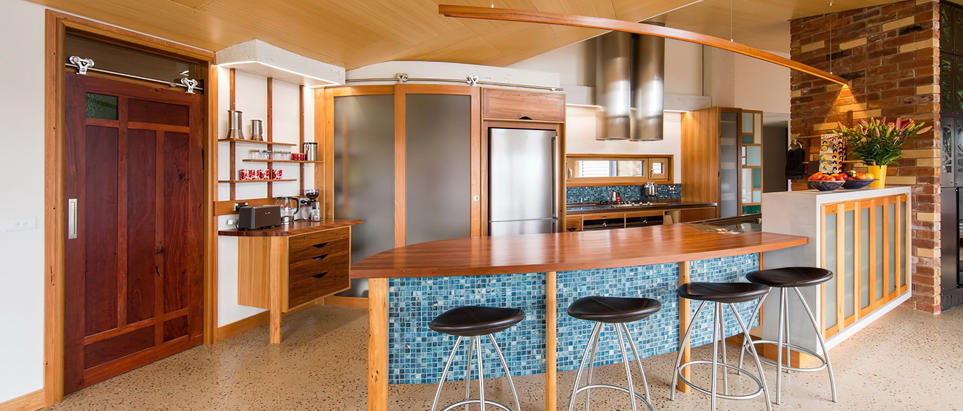 Curved Recycled Timber Kitchen by Select Custom Joinery | ArchiPro AU