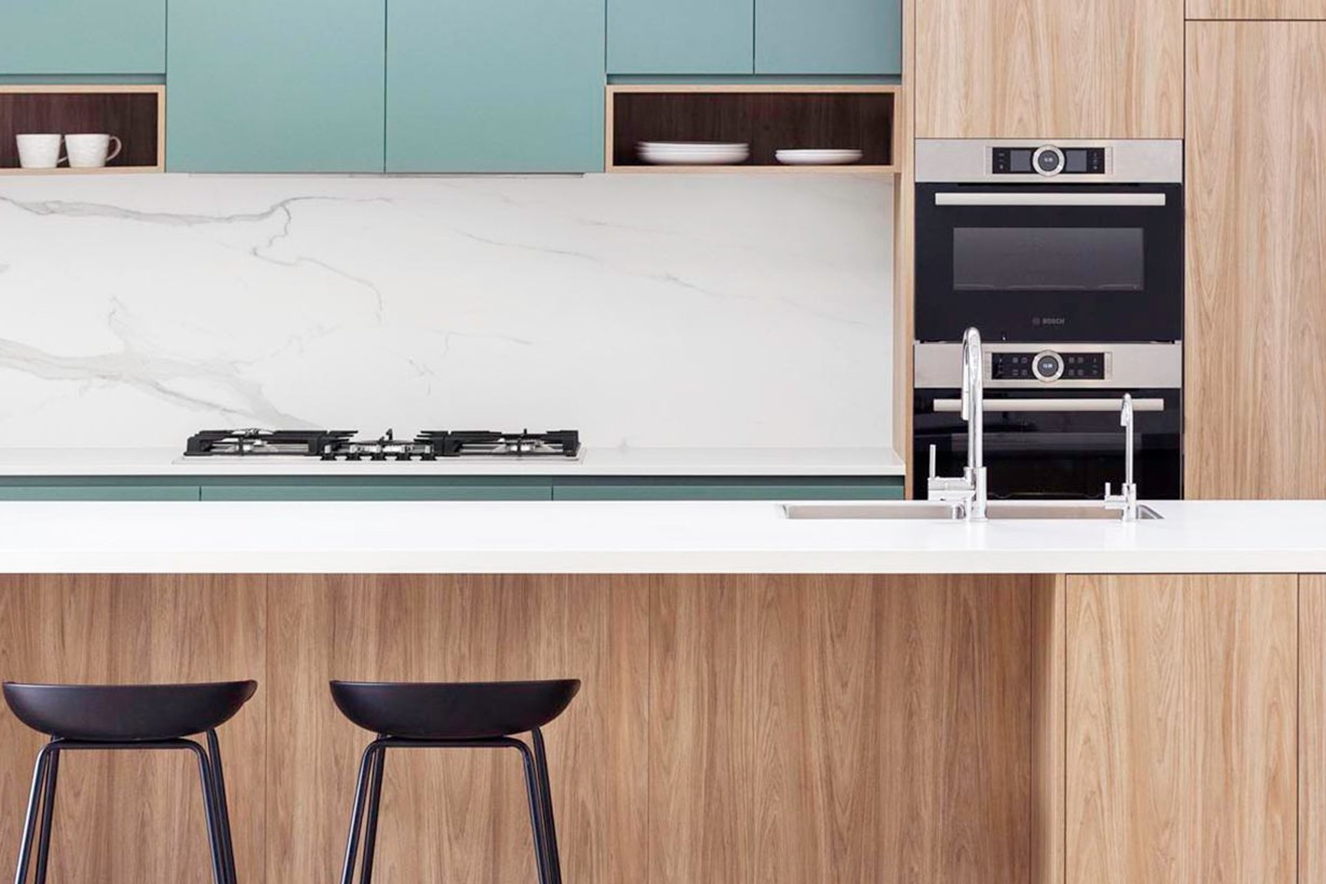 Modern Timber Grain Kitchen, Gladesville by Premier Kitchens Australia ...