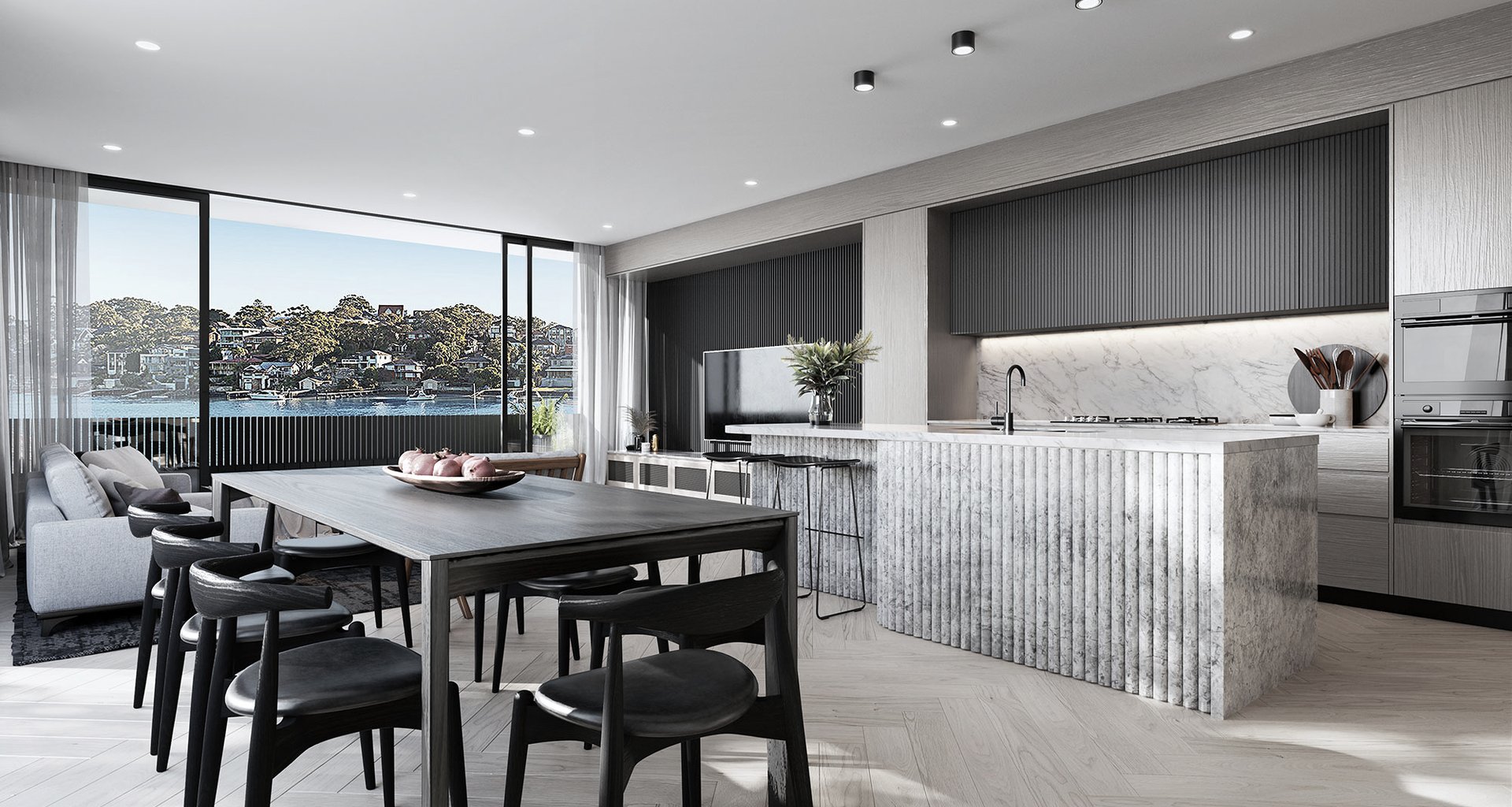 Kitchen/Living/Dining by BASE3D Artist Impressions | ArchiPro AU