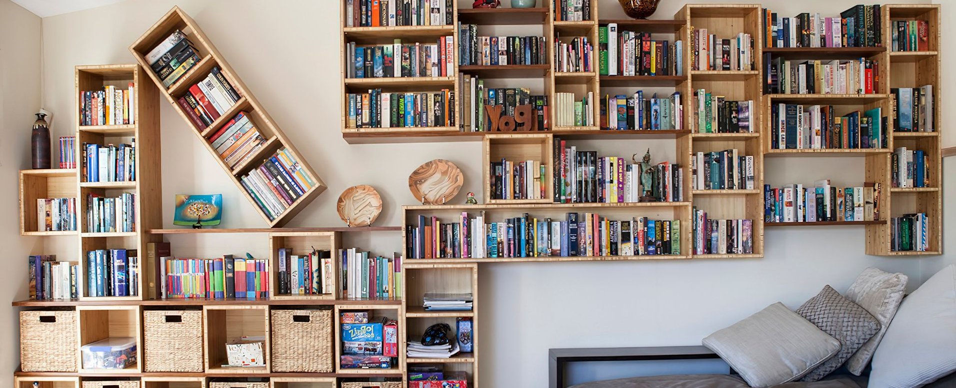 Quirky Bamboo Bookshelves by Select Custom Joinery | ArchiPro AU