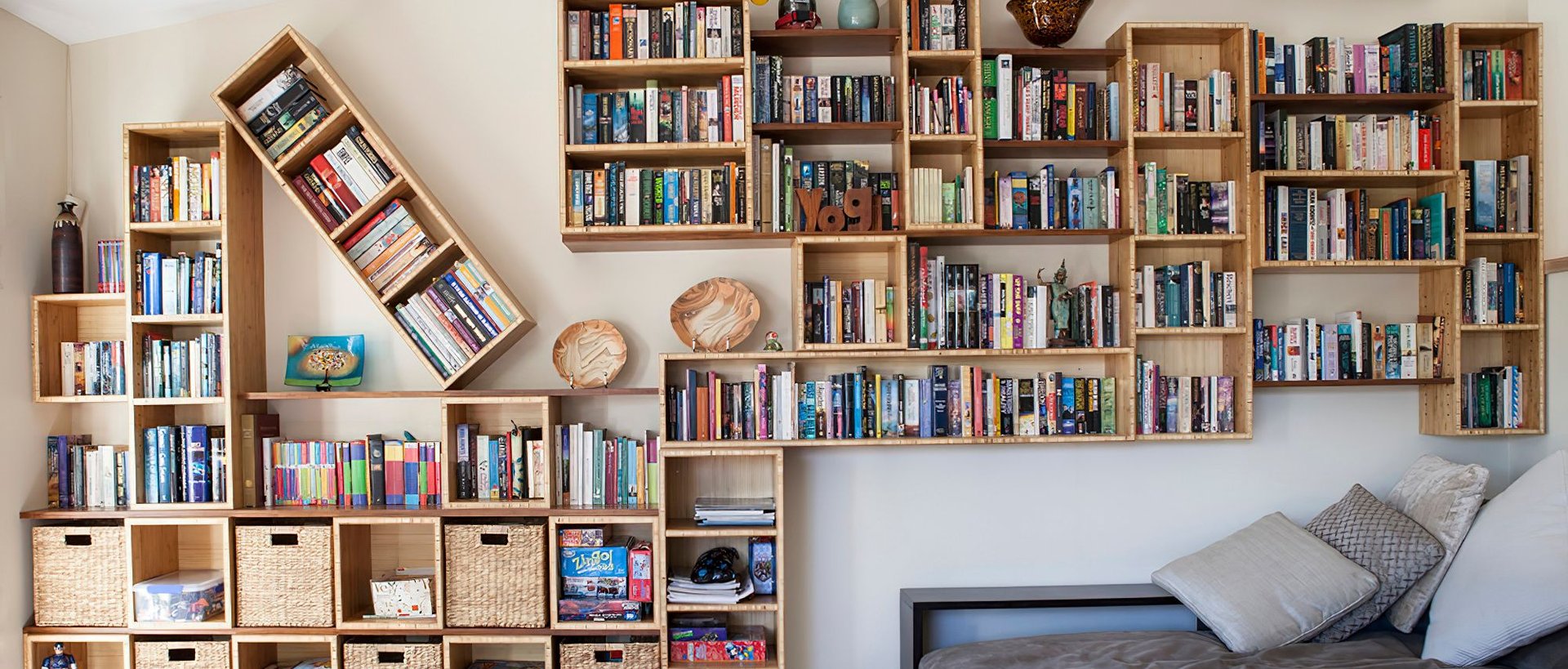 Quirky Bamboo Bookshelves by Select Custom Joinery | ArchiPro AU